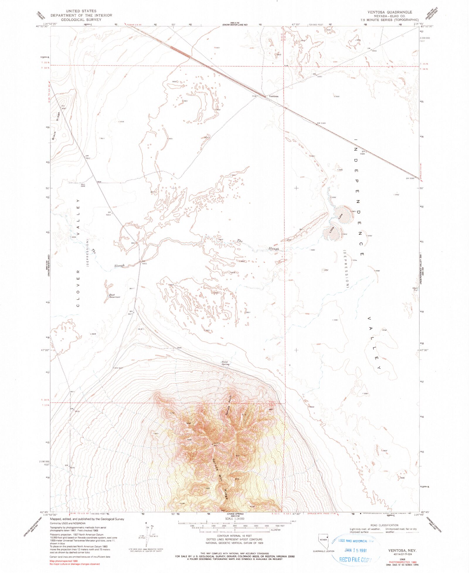 Classic USGS Ventosa Nevada 7.5'x7.5' Topo Map – MyTopo Map Store