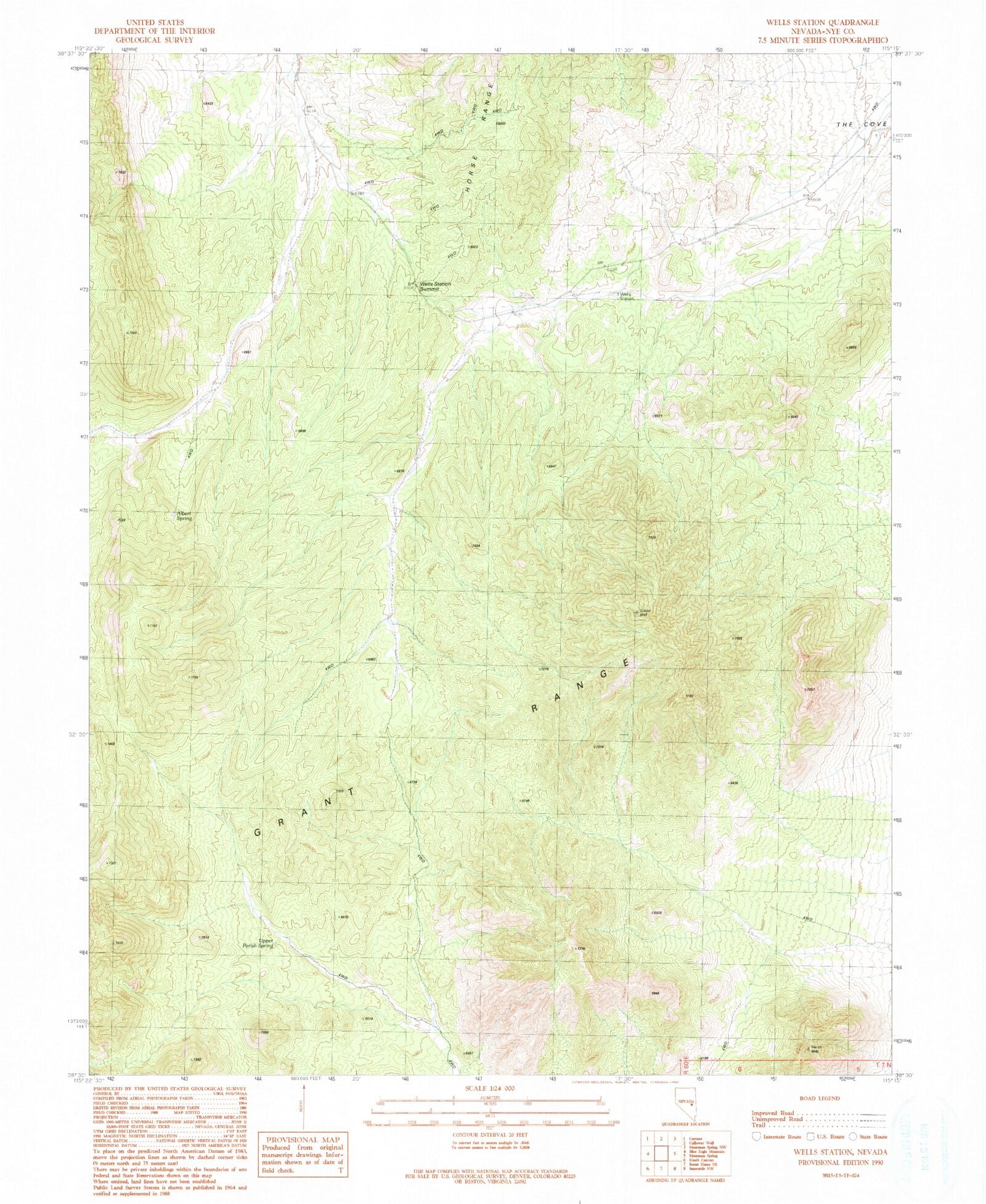 Classic USGS Wells Station Nevada 7.5'x7.5' Topo Map – MyTopo Map Store