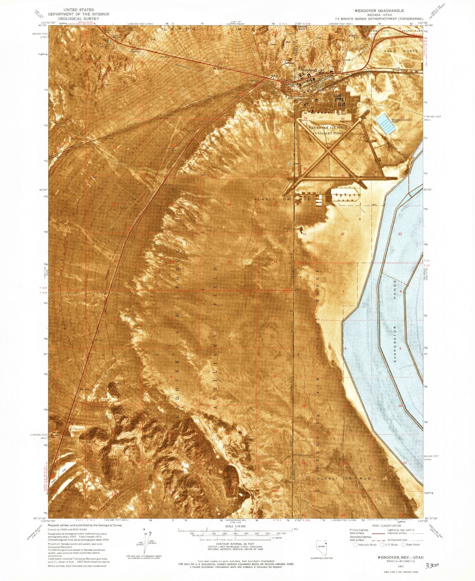 Classic USGS Wendover Utah 7.5'x7.5' Topo Map – MyTopo Map Store