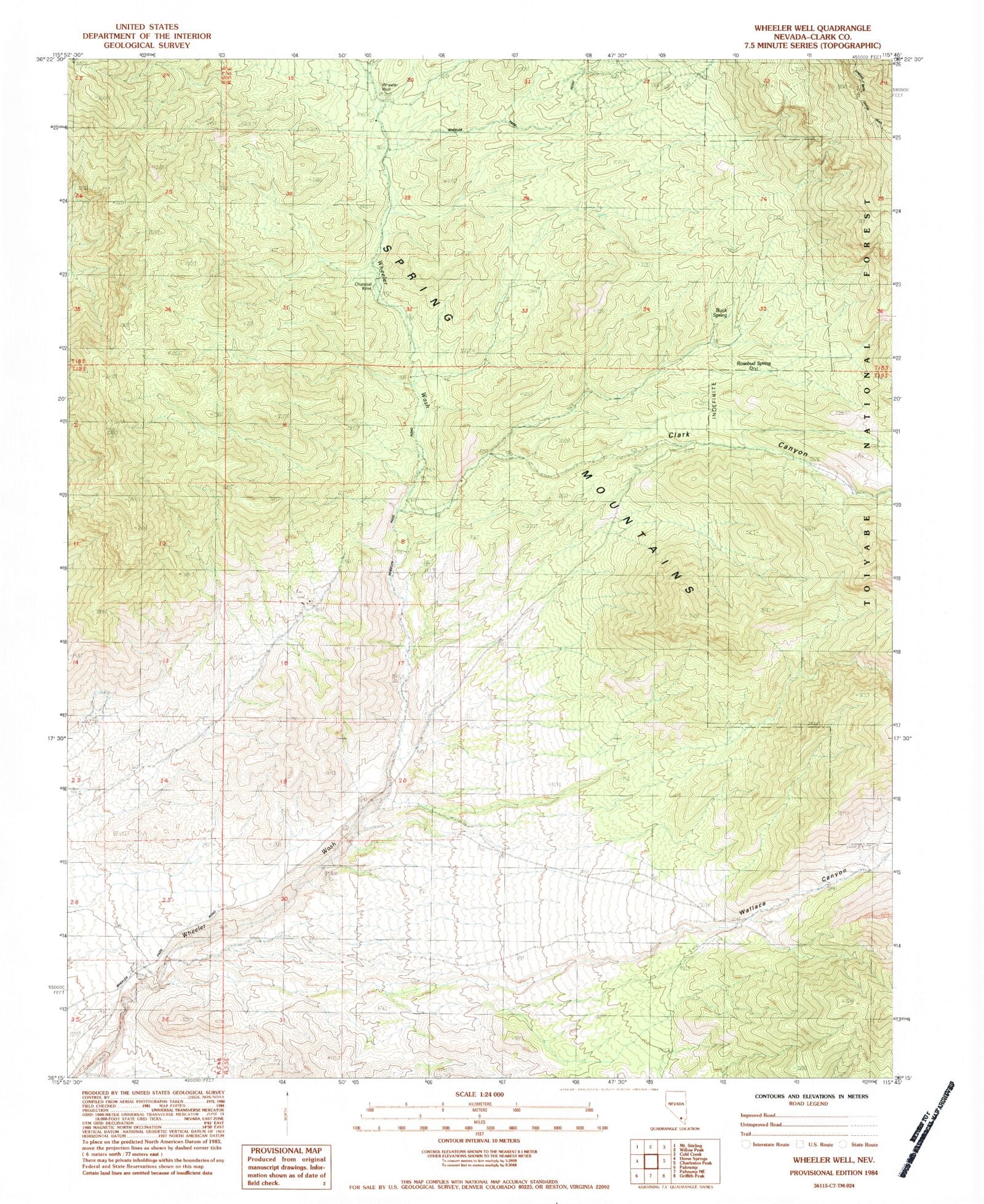 Classic USGS Wheeler Well Nevada 7.5'x7.5' Topo Map – MyTopo Map Store