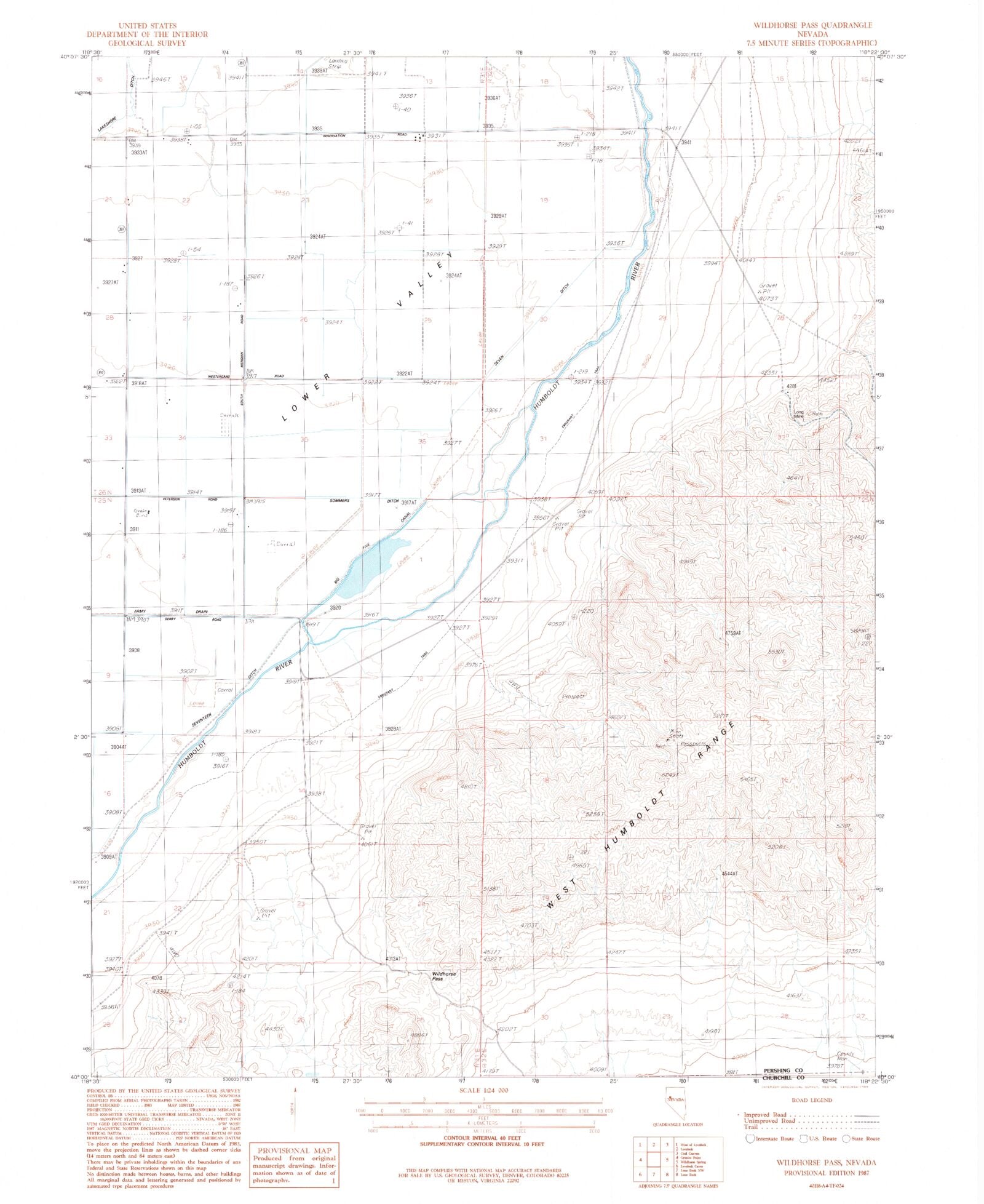 Classic USGS Wildhorse Pass Nevada 7.5'x7.5' Topo Map – MyTopo Map Store