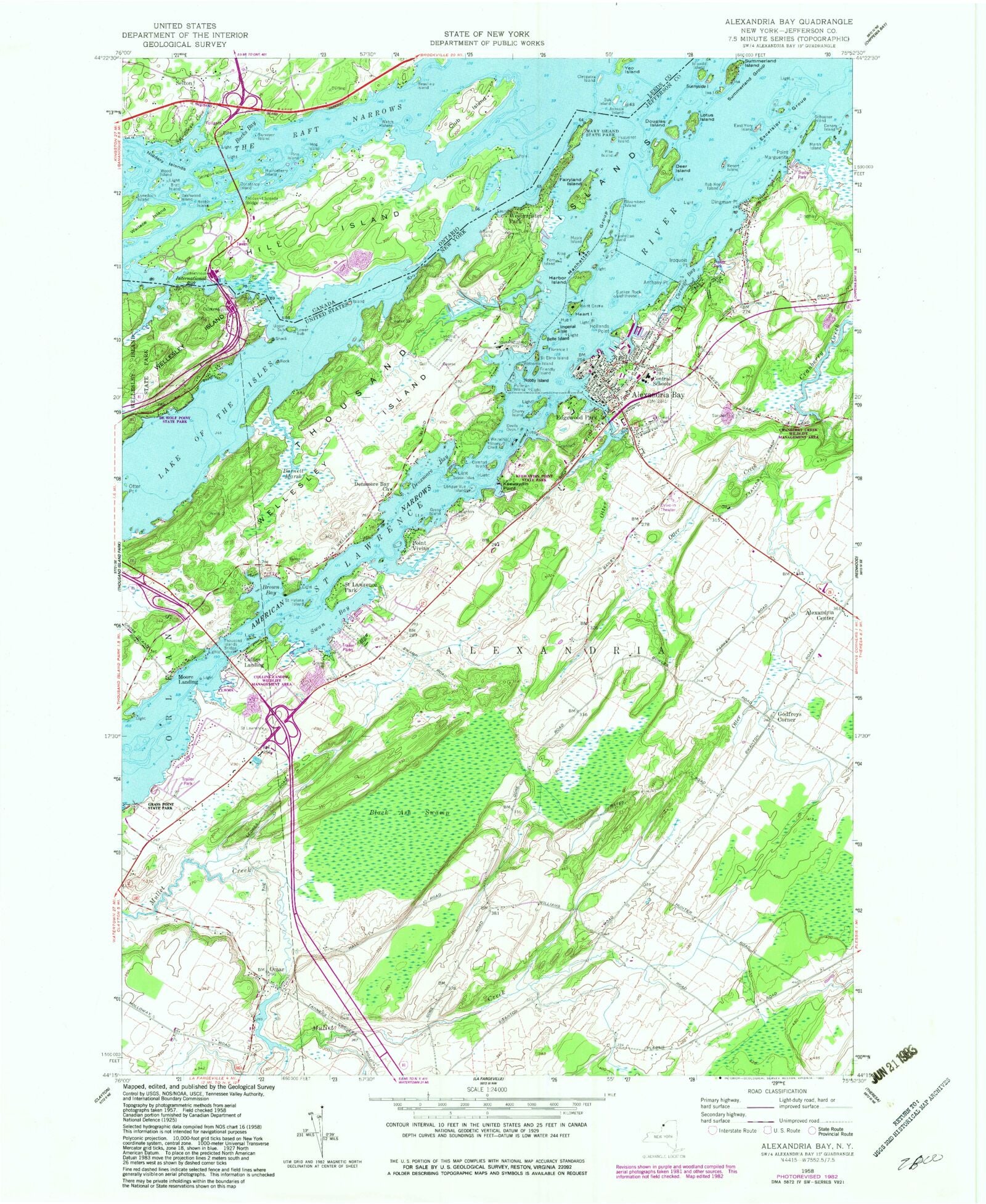 Classic USGS Alexandria Bay New York 7.5'x7.5' Topo Map – MyTopo Map Store