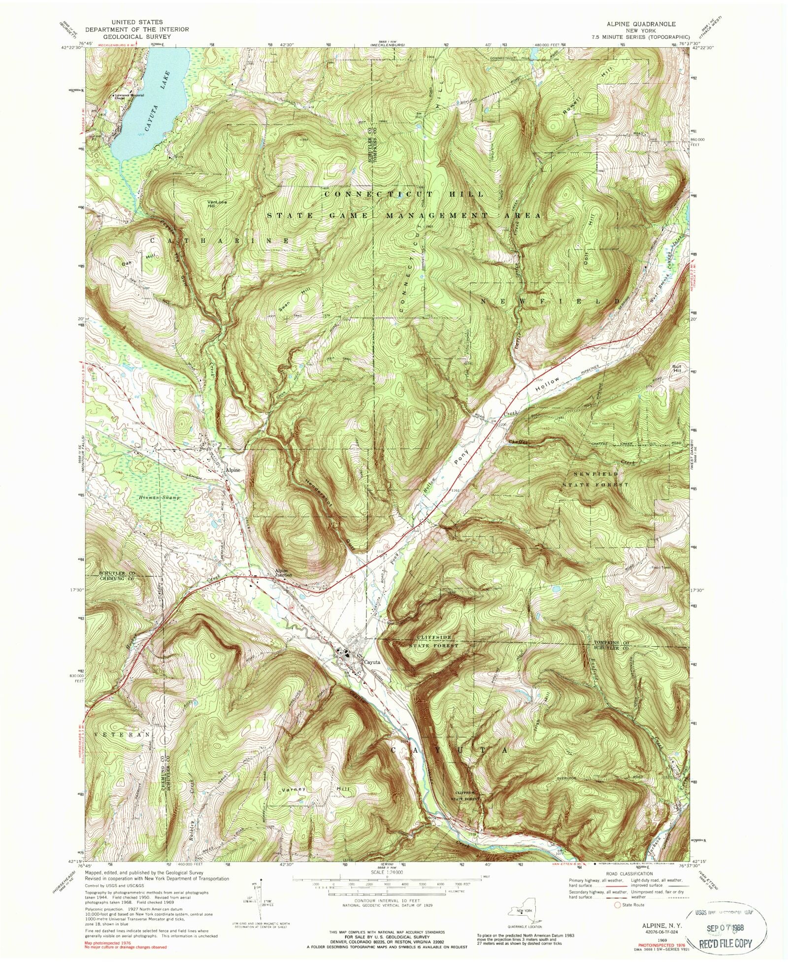 Classic USGS Alpine New York 7.5'x7.5' Topo Map – MyTopo Map Store