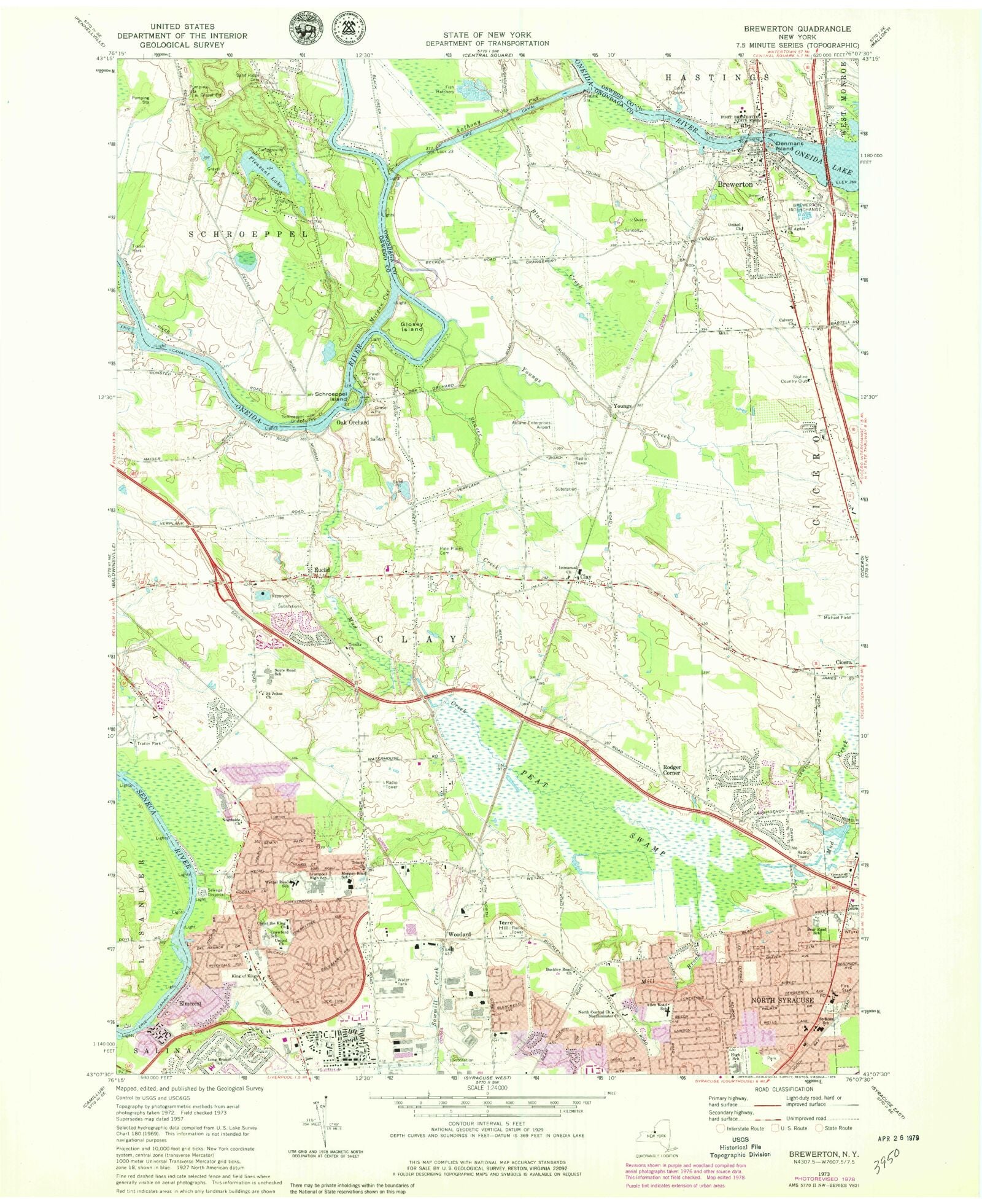 Classic USGS Brewerton New York 7.5'x7.5' Topo Map – MyTopo Map Store