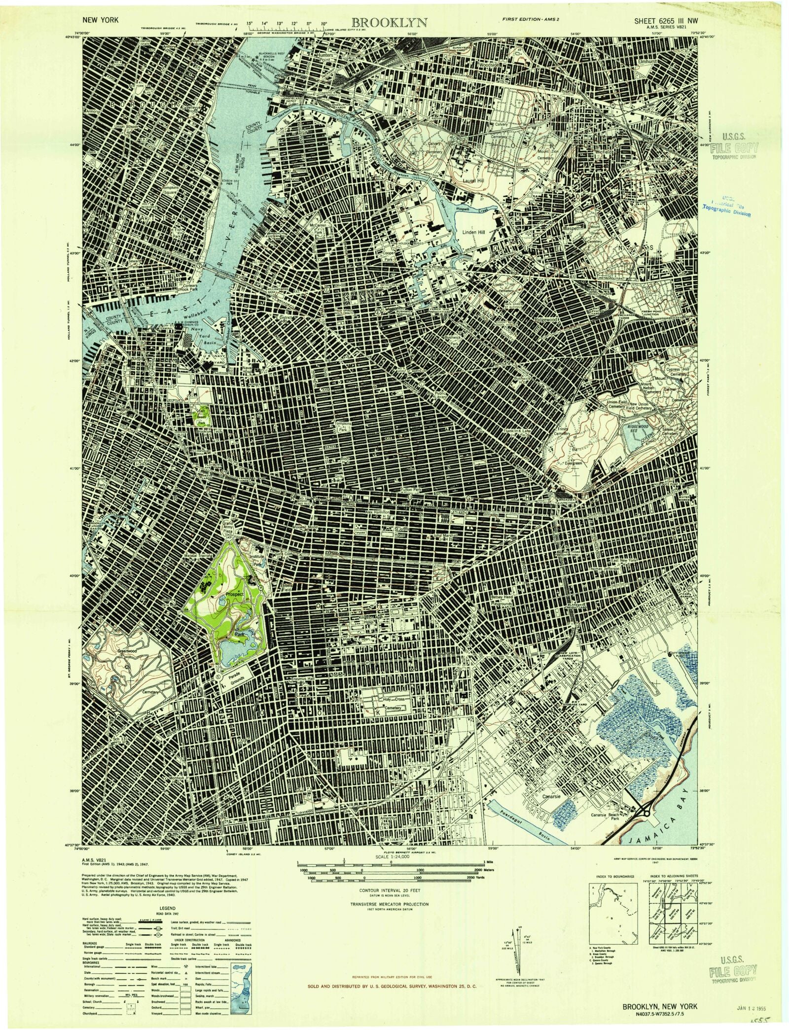USGS Classic Brooklyn New York 7.5'x7.5' Topo Map – MyTopo Map Store