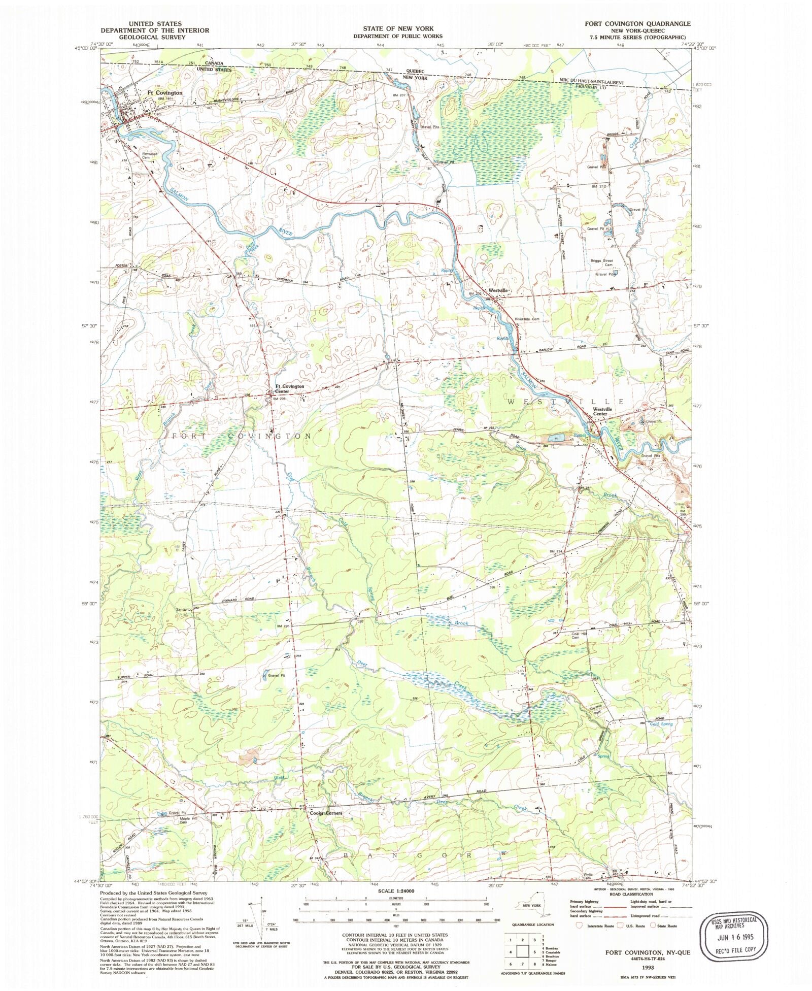 Classic USGS Fort Covington New York 7.5'x7.5' Topo Map – MyTopo Map Store