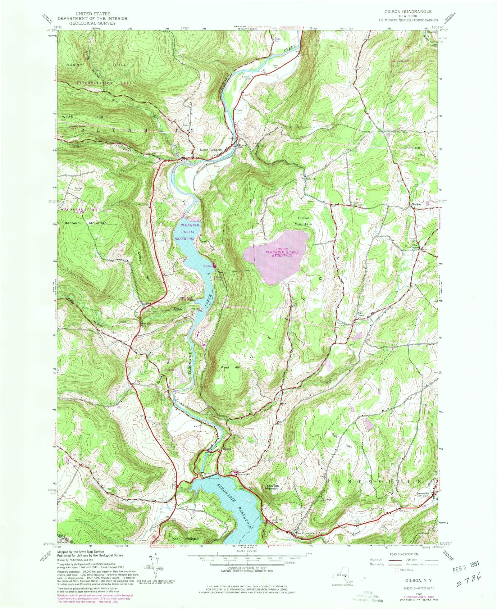 Classic USGS Gilboa New York 7.5'x7.5' Topo Map – MyTopo Map Store