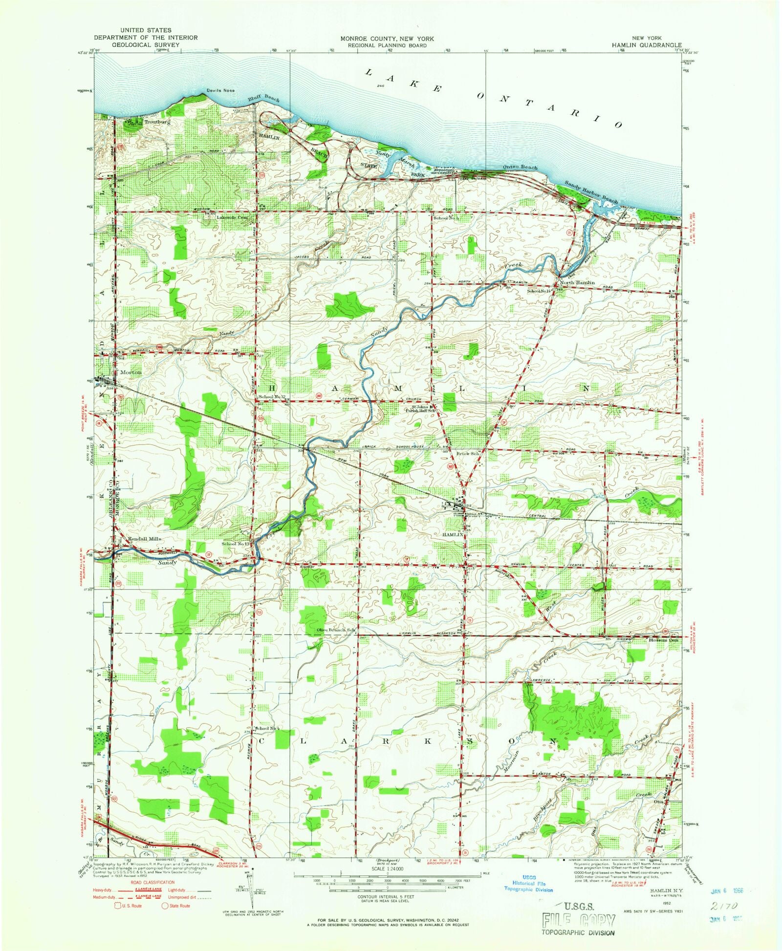 Classic USGS Hamlin New York 7.5'x7.5' Topo Map – MyTopo Map Store