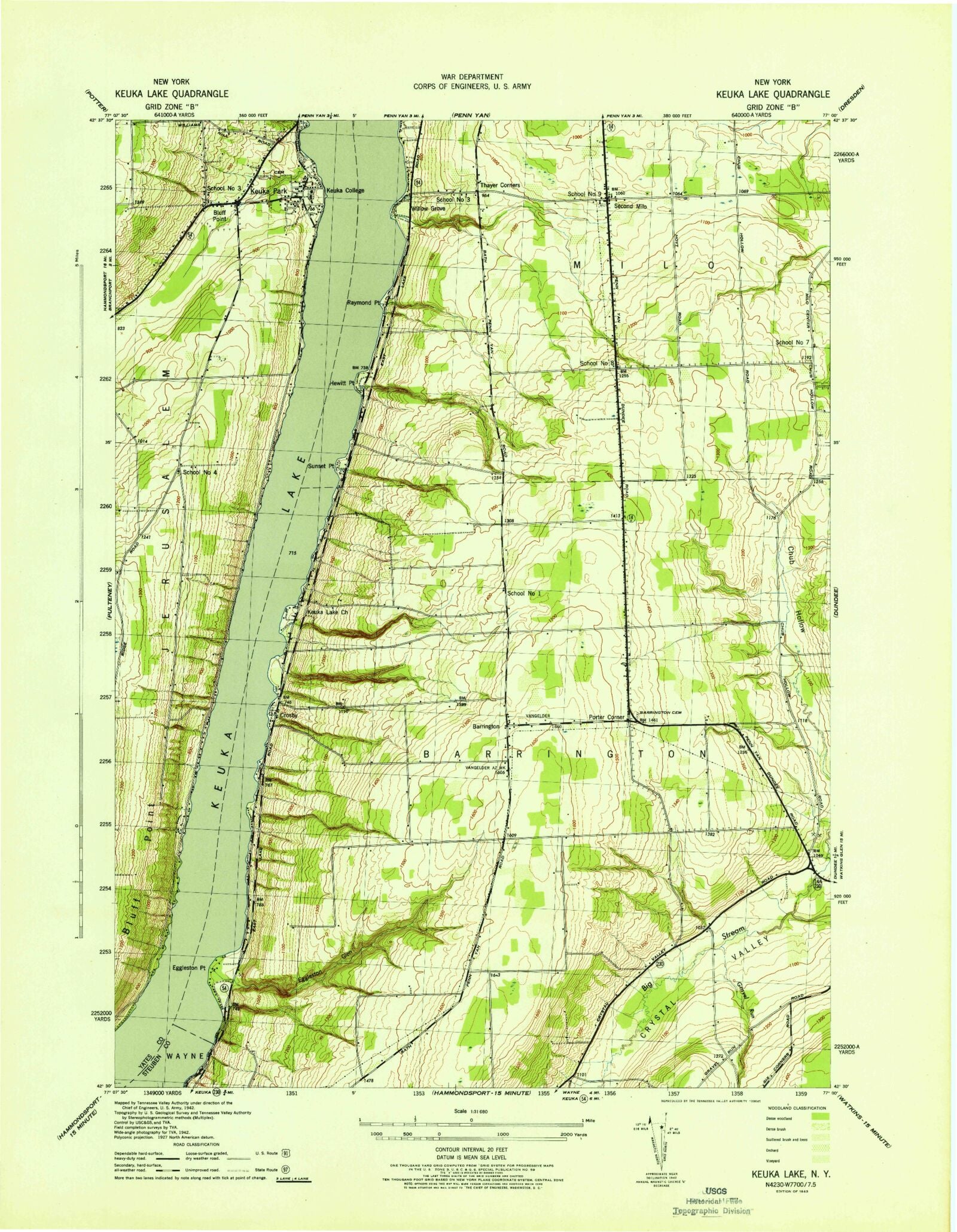 Classic USGS Keuka Park New York 7.5'x7.5' Topo Map – MyTopo Map Store