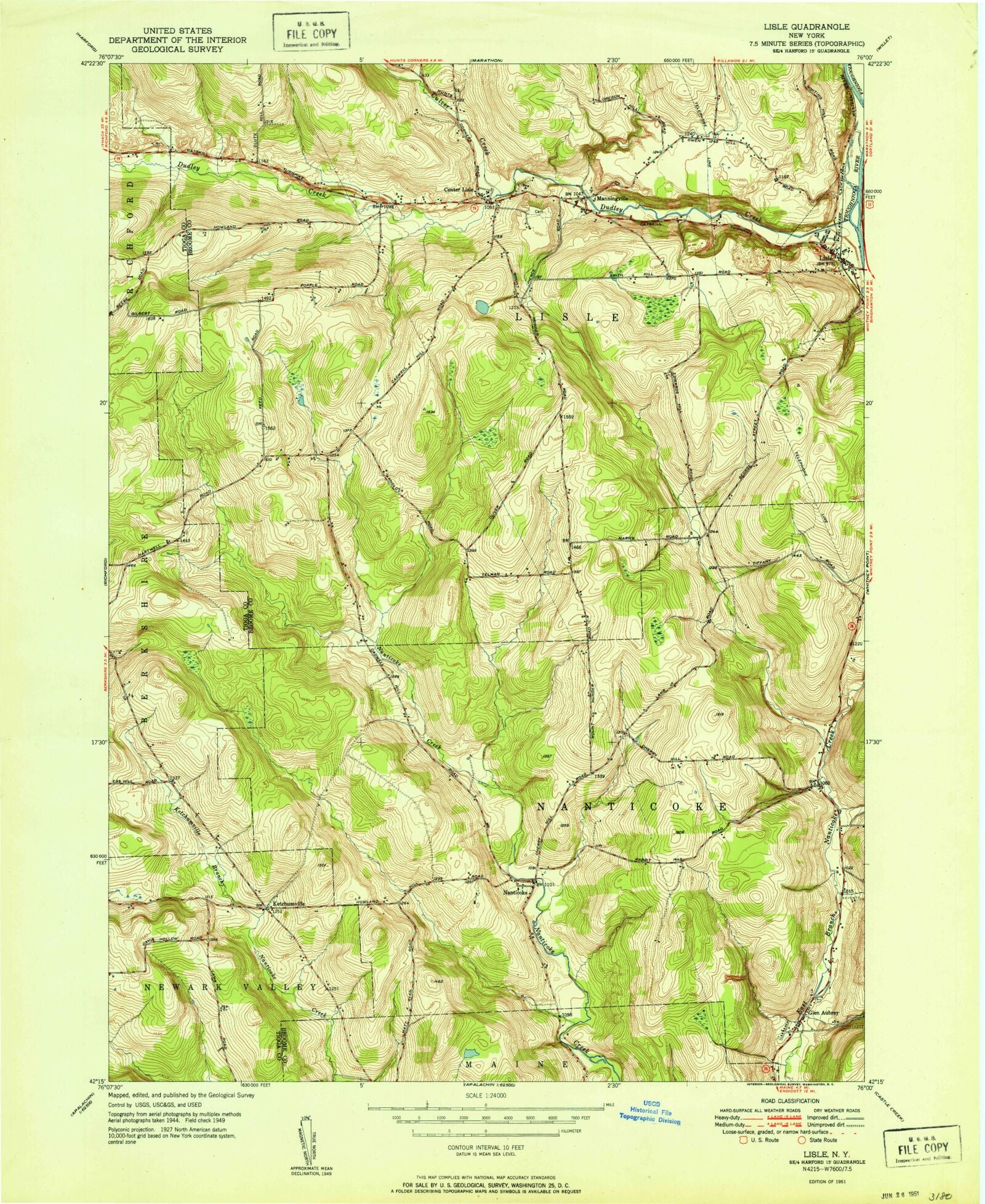 Classic USGS Lisle New York 7.5'x7.5' Topo Map – MyTopo Map Store