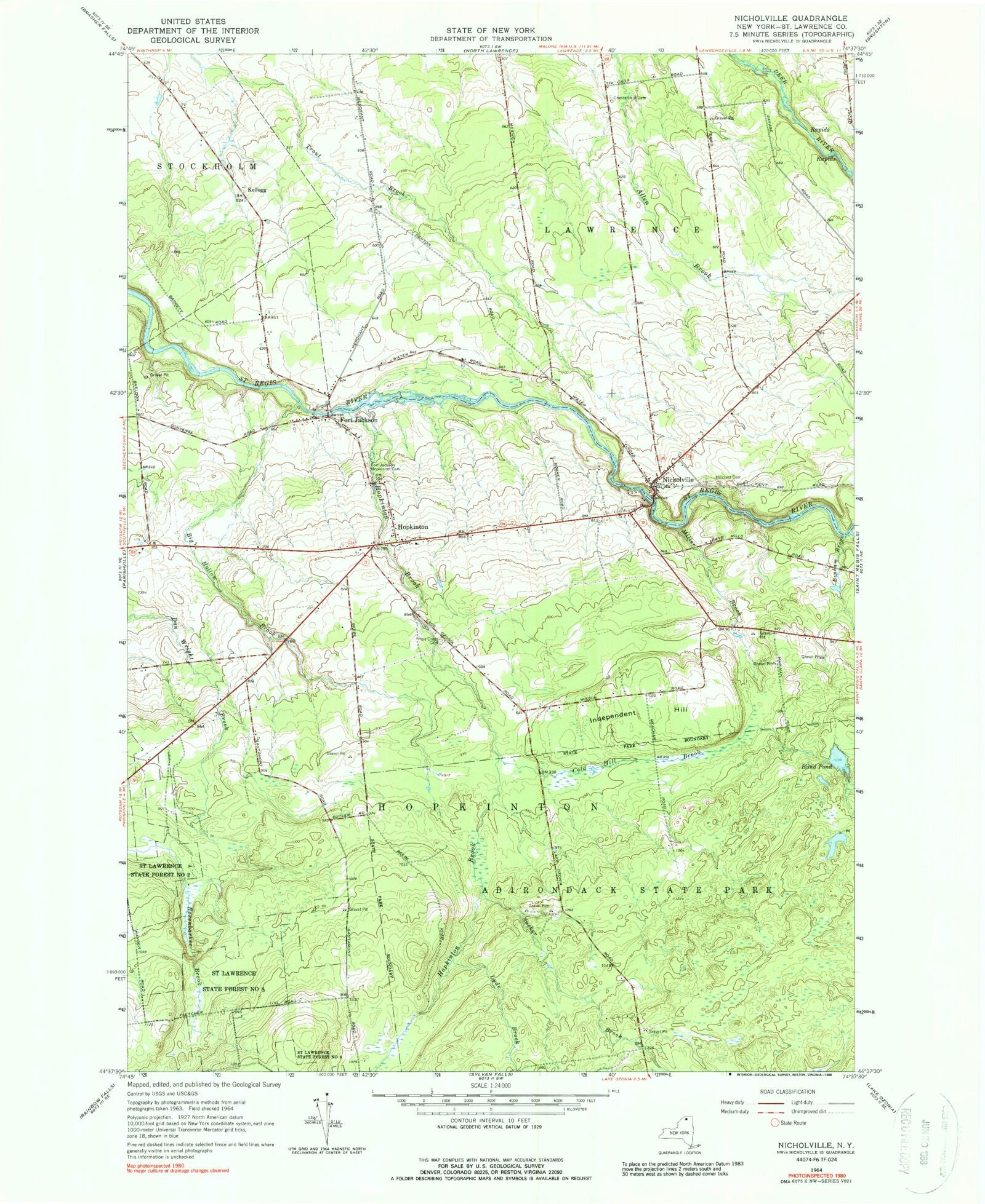 Classic USGS Nicholville New York 7.5'x7.5' Topo Map – MyTopo Map Store