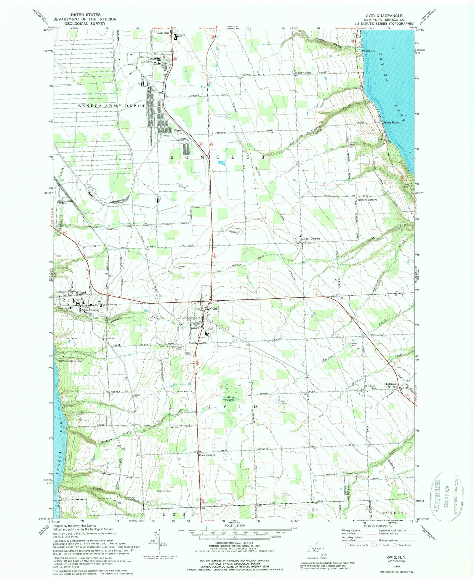 Classic USGS Ovid New York 7.5'x7.5' Topo Map – MyTopo Map Store