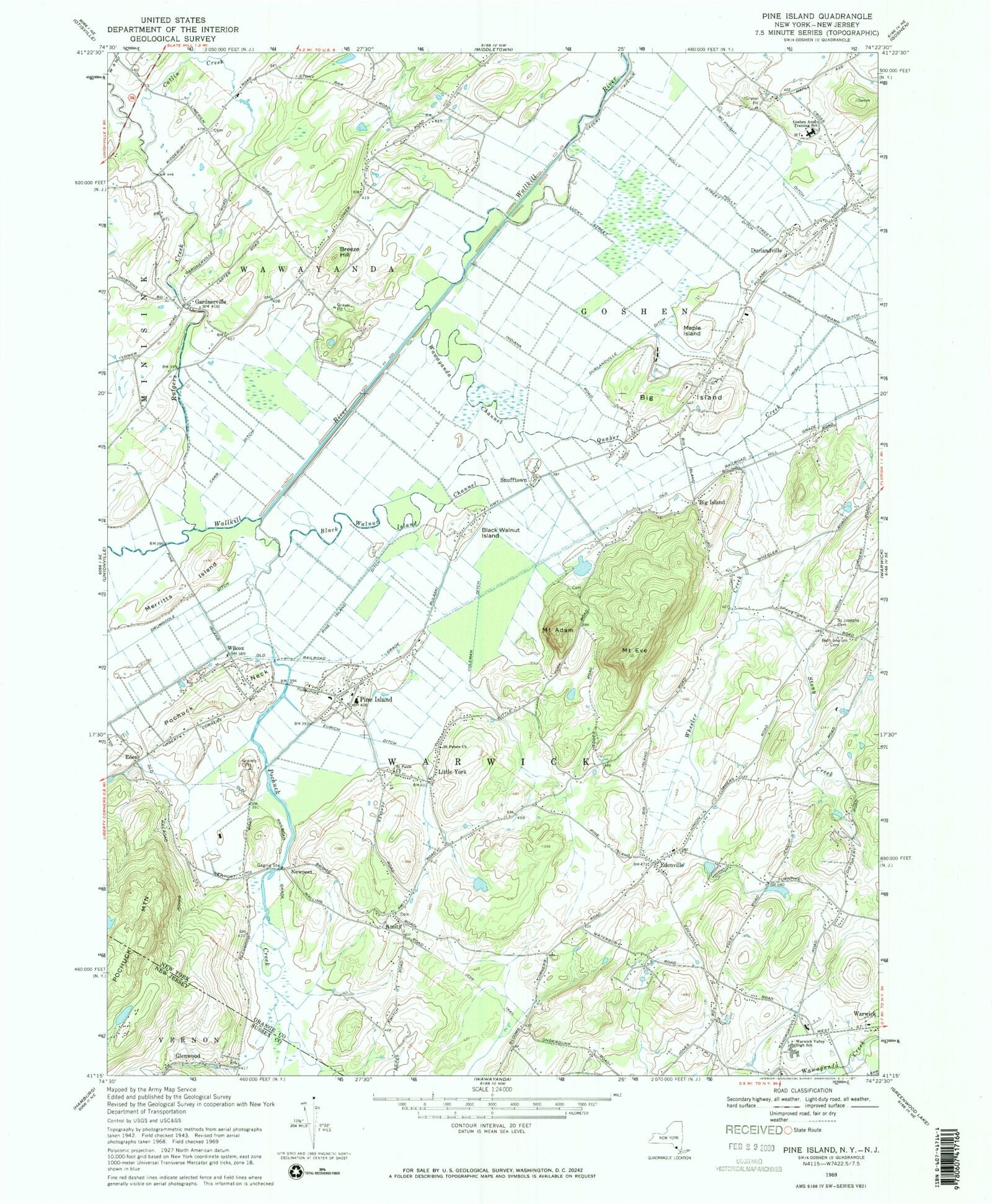 Classic USGS Pine Island New York 7.5'x7.5' Topo Map – MyTopo Map Store