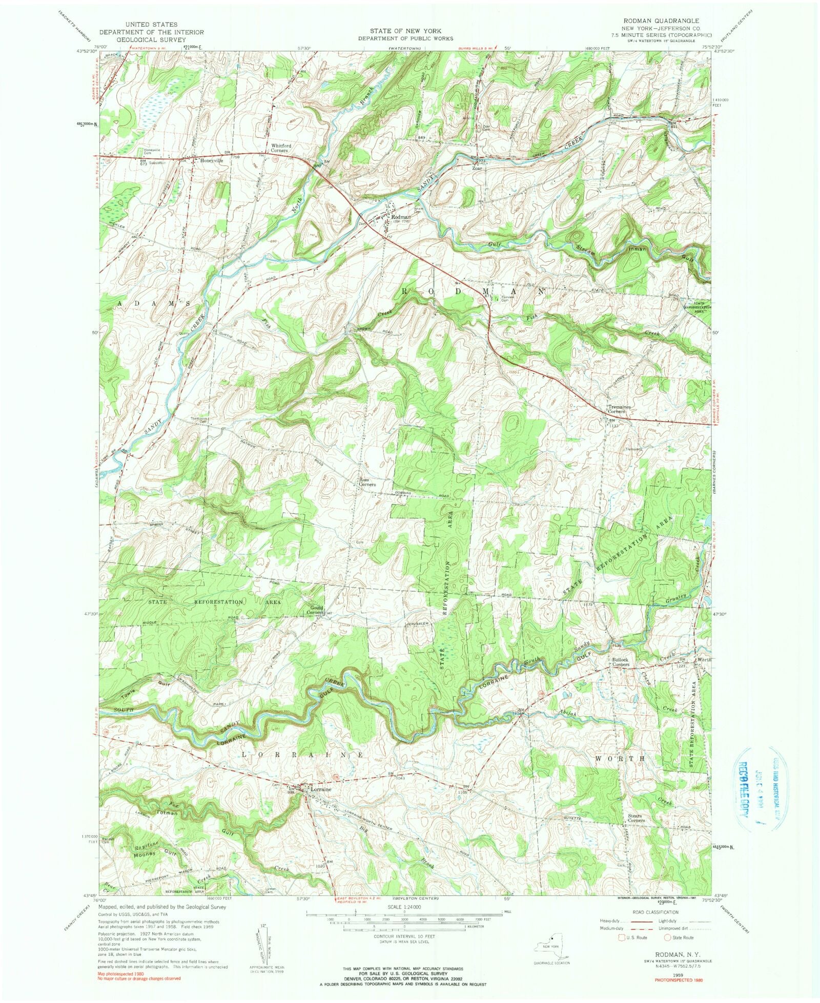 Classic USGS Rodman New York 7.5'x7.5' Topo Map – MyTopo Map Store