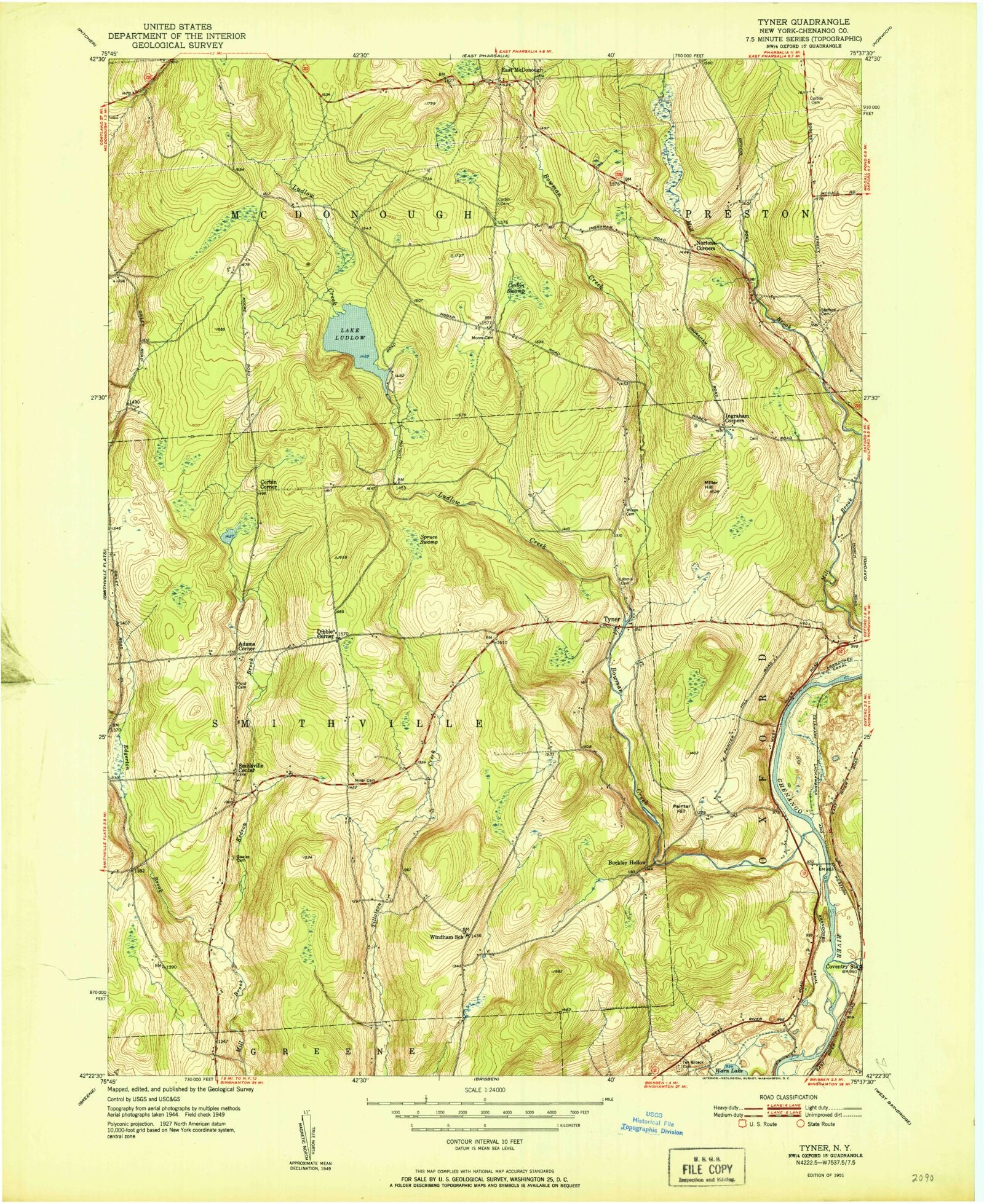 Classic USGS Tyner New York 7.5'x7.5' Topo Map – MyTopo Map Store