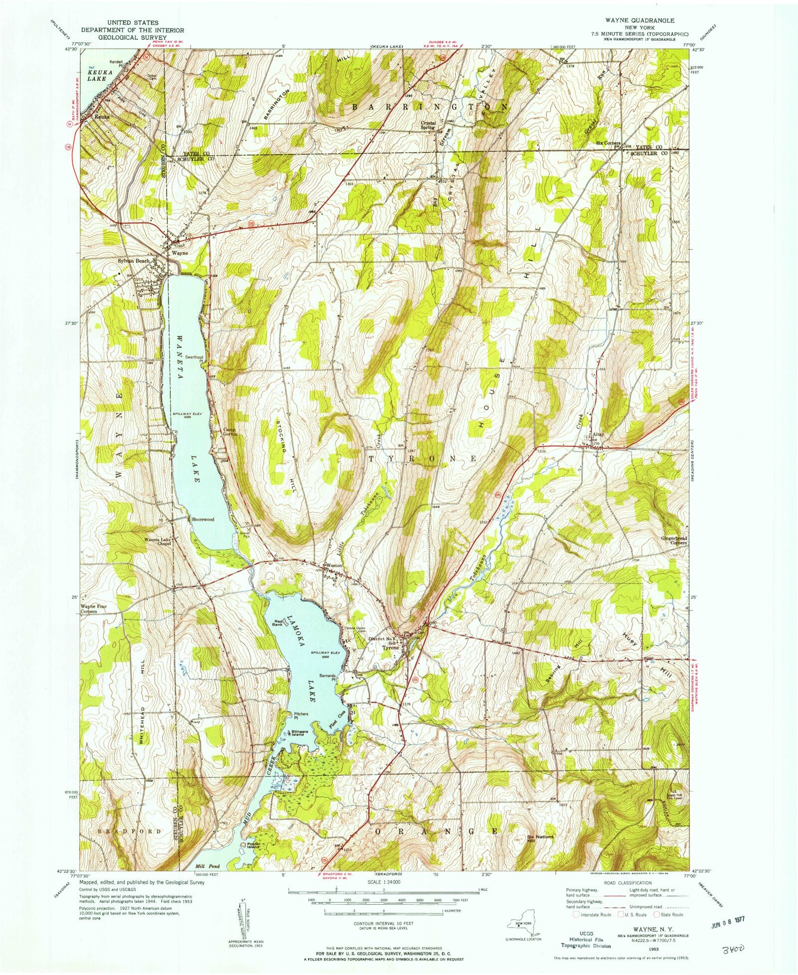 Classic USGS Wayne New York 7.5'x7.5' Topo Map – MyTopo Map Store