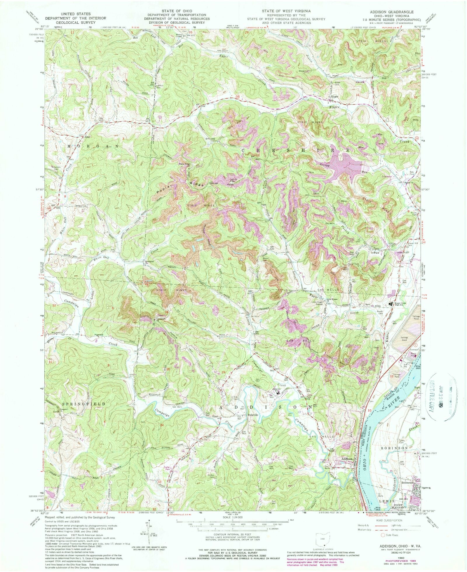 Classic USGS Addison Ohio 7.5'x7.5' Topo Map – MyTopo Map Store