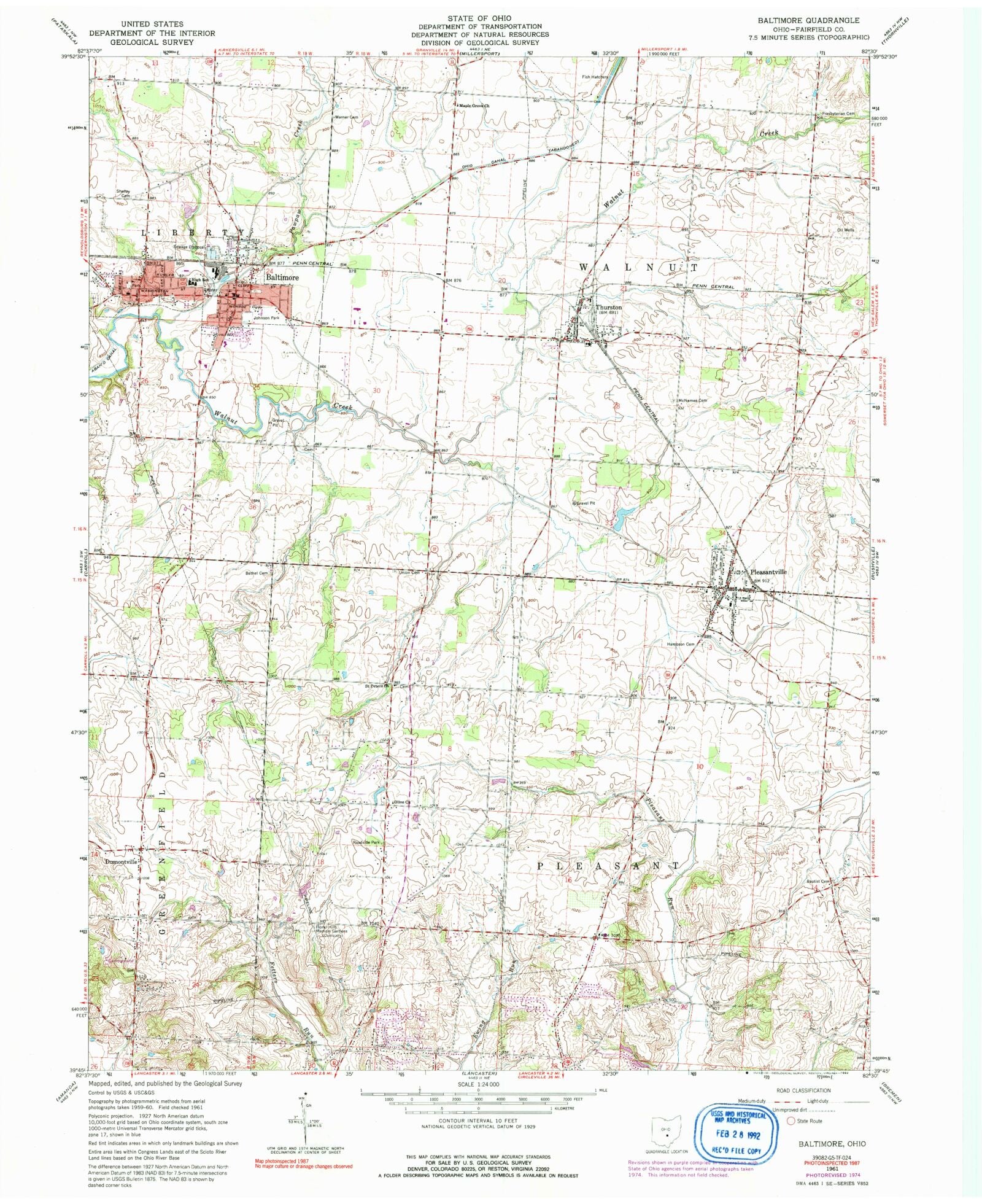 Classic USGS Baltimore Ohio 7.5'x7.5' Topo Map – MyTopo Map Store