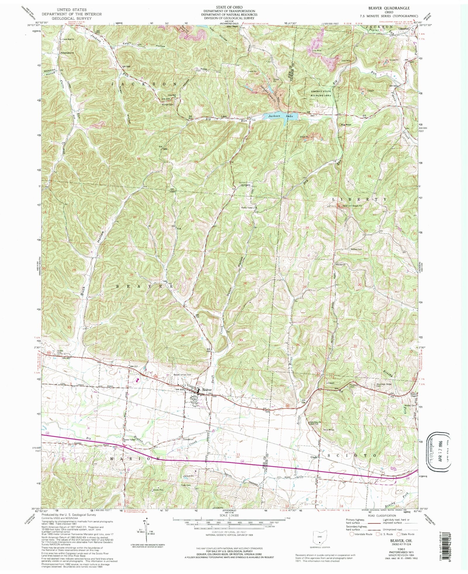 Classic USGS Beaver Ohio 7.5'x7.5' Topo Map – MyTopo Map Store