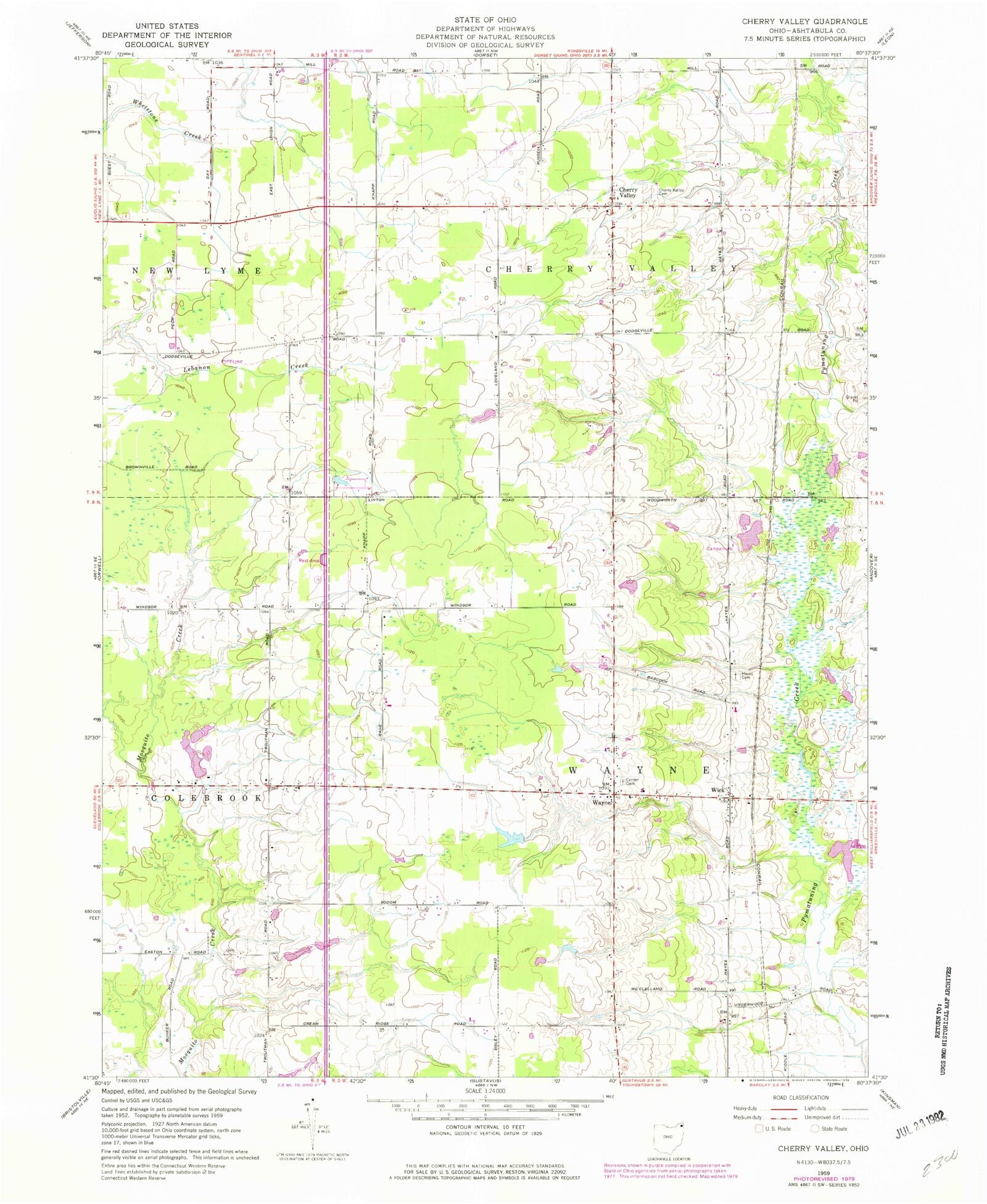 Classic USGS Cherry Valley Ohio 7.5'x7.5' Topo Map – MyTopo Map Store