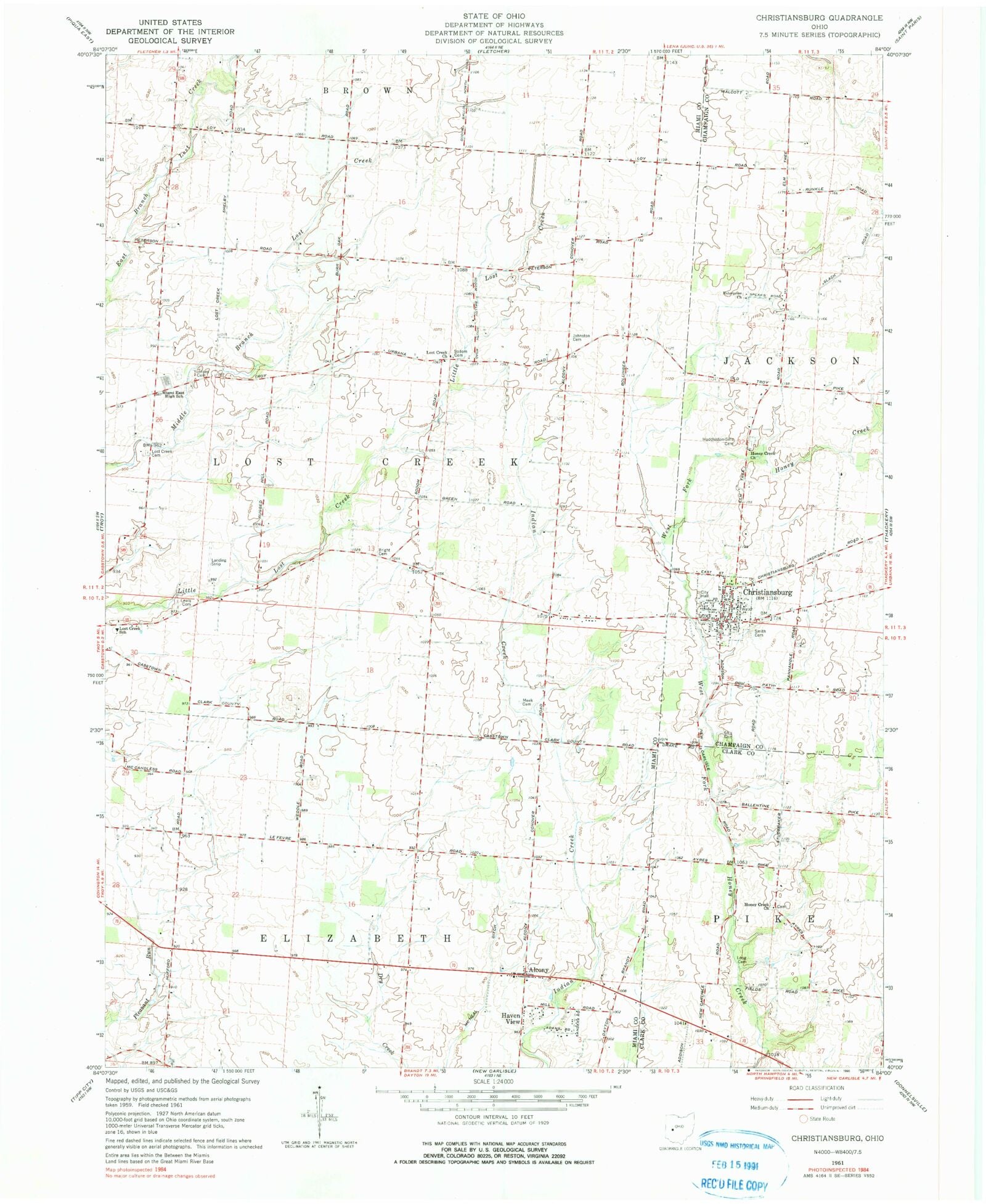 Classic USGS Christiansburg Ohio 7.5'x7.5' Topo Map – MyTopo Map Store