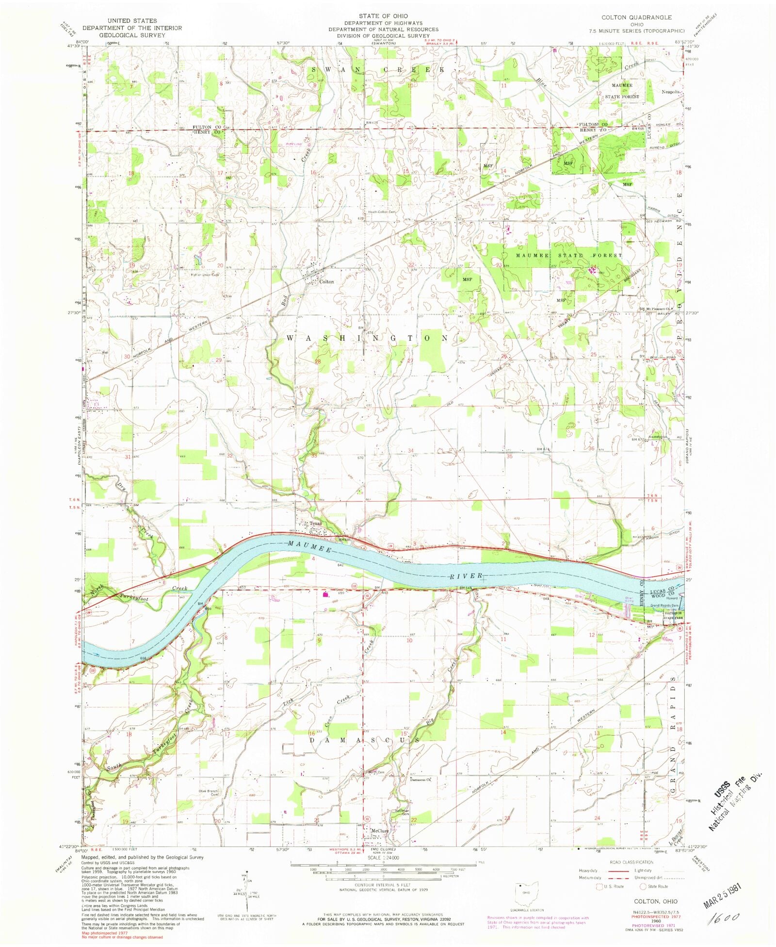 Classic USGS Colton Ohio 7.5'x7.5' Topo Map – MyTopo Map Store