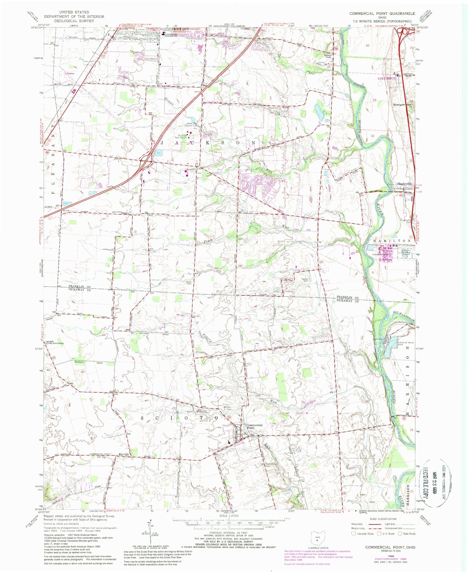 Classic USGS Commercial Point Ohio 7.5'x7.5' Topo Map – MyTopo Map Store