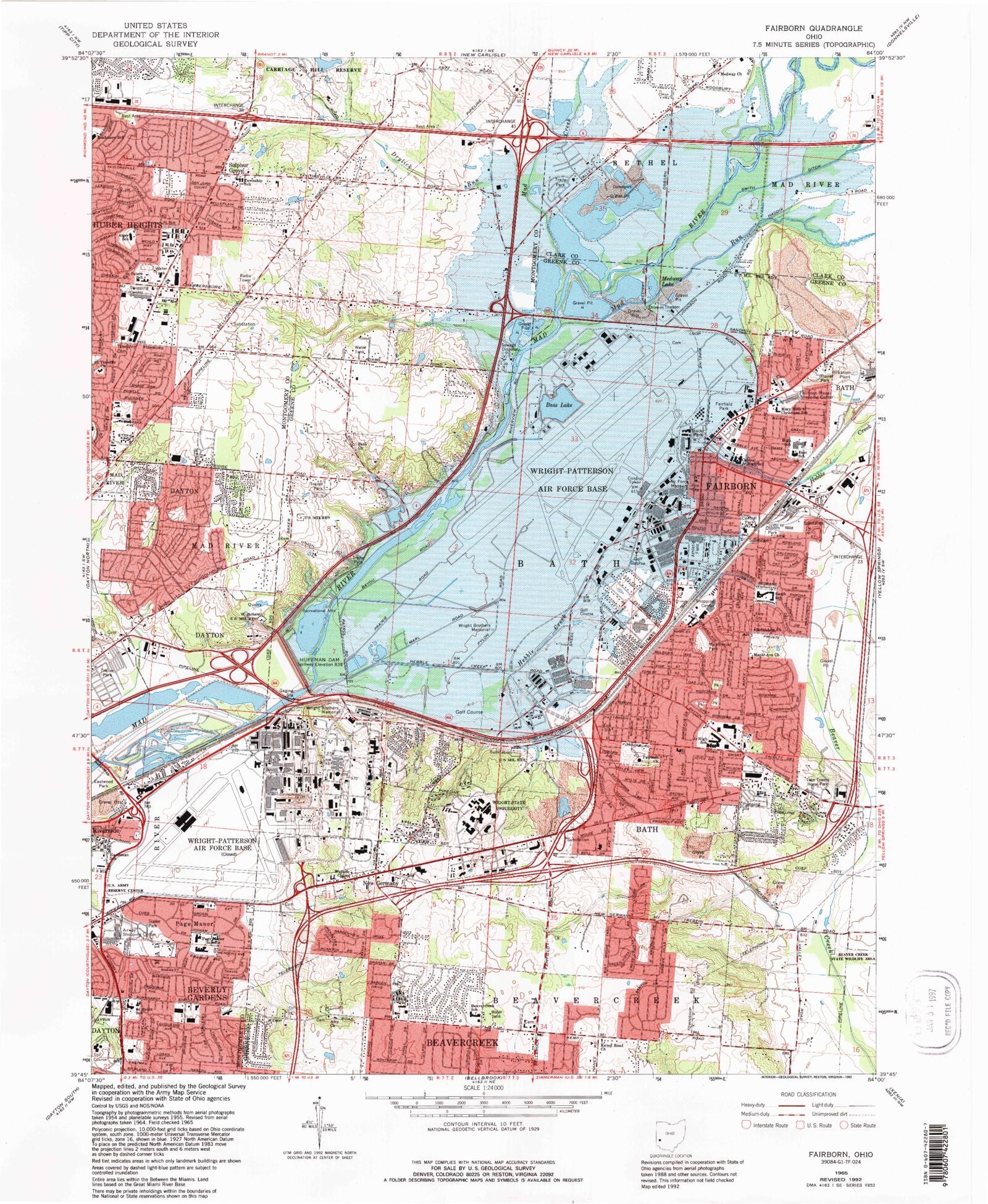 Classic USGS Fairborn Ohio 7.5'x7.5' Topo Map – MyTopo Map Store