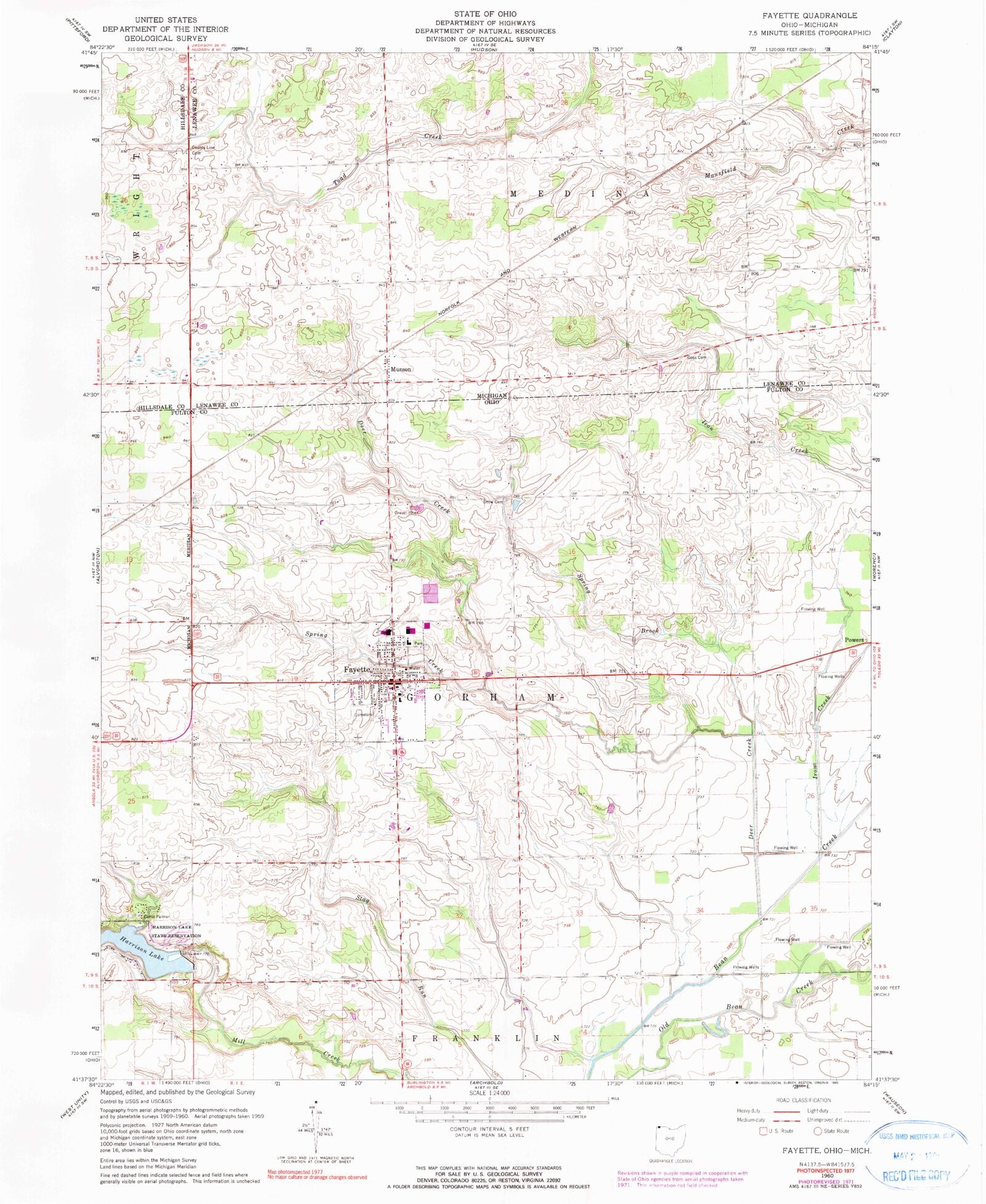 Classic USGS Fayette Ohio 7.5'x7.5' Topo Map – MyTopo Map Store