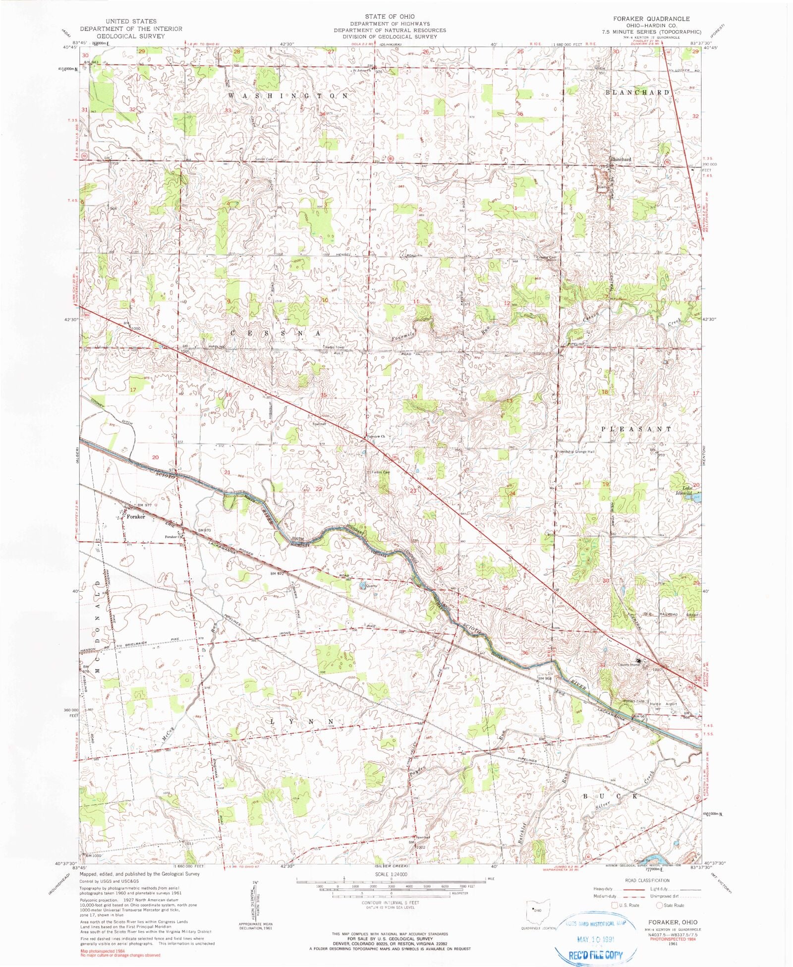 Classic USGS Foraker Ohio 7.5'x7.5' Topo Map – MyTopo Map Store