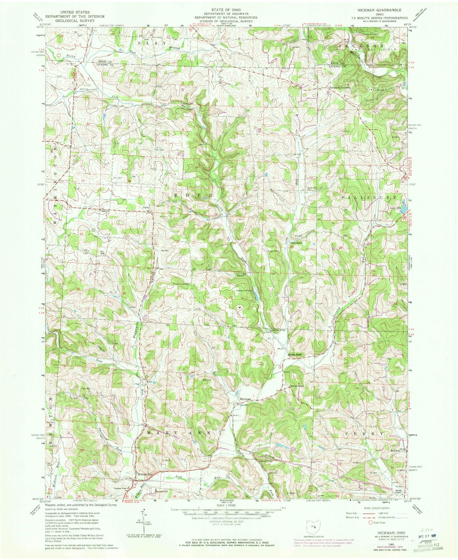 Classic USGS Hickman Ohio 7.5'x7.5' Topo Map – MyTopo Map Store