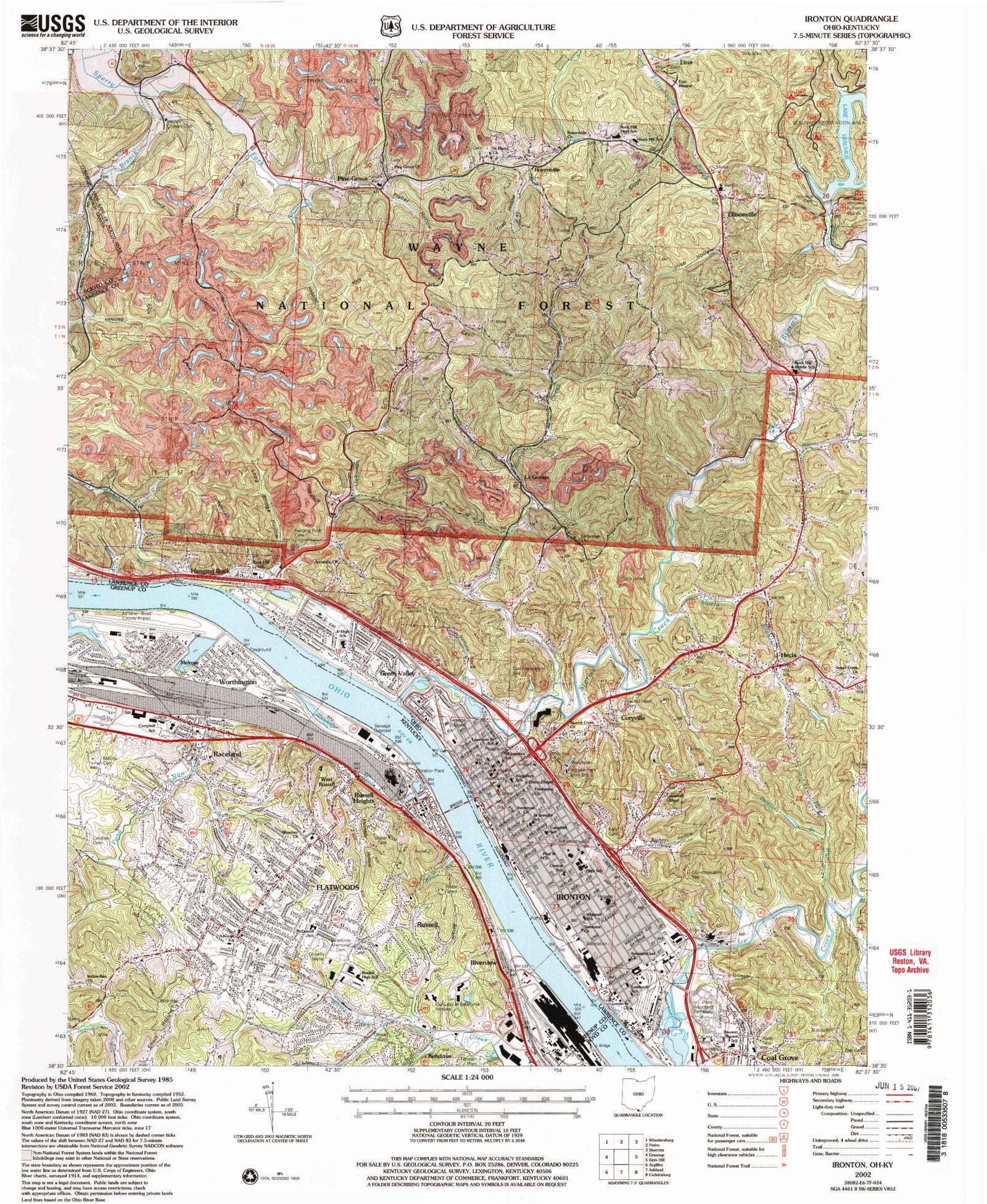 Classic USGS Ironton Ohio 7.5'x7.5' Topo Map – MyTopo Map Store