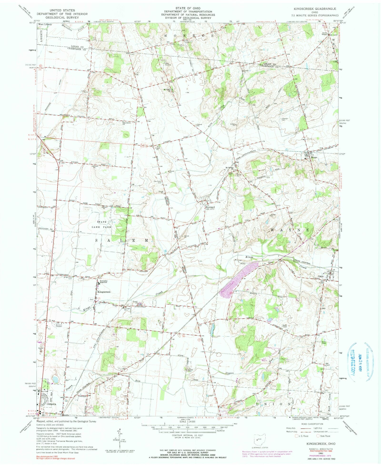 Classic USGS Kingscreek Ohio 7.5'x7.5' Topo Map – MyTopo Map Store