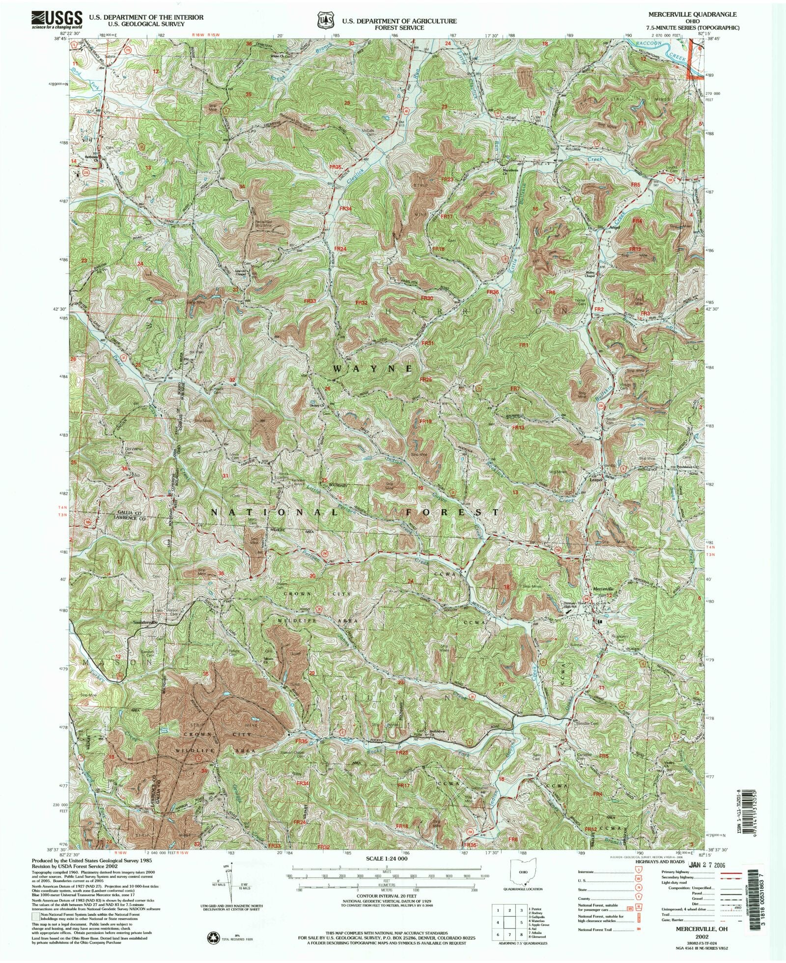 Classic USGS Mercerville Ohio 7.5'x7.5' Topo Map – MyTopo Map Store