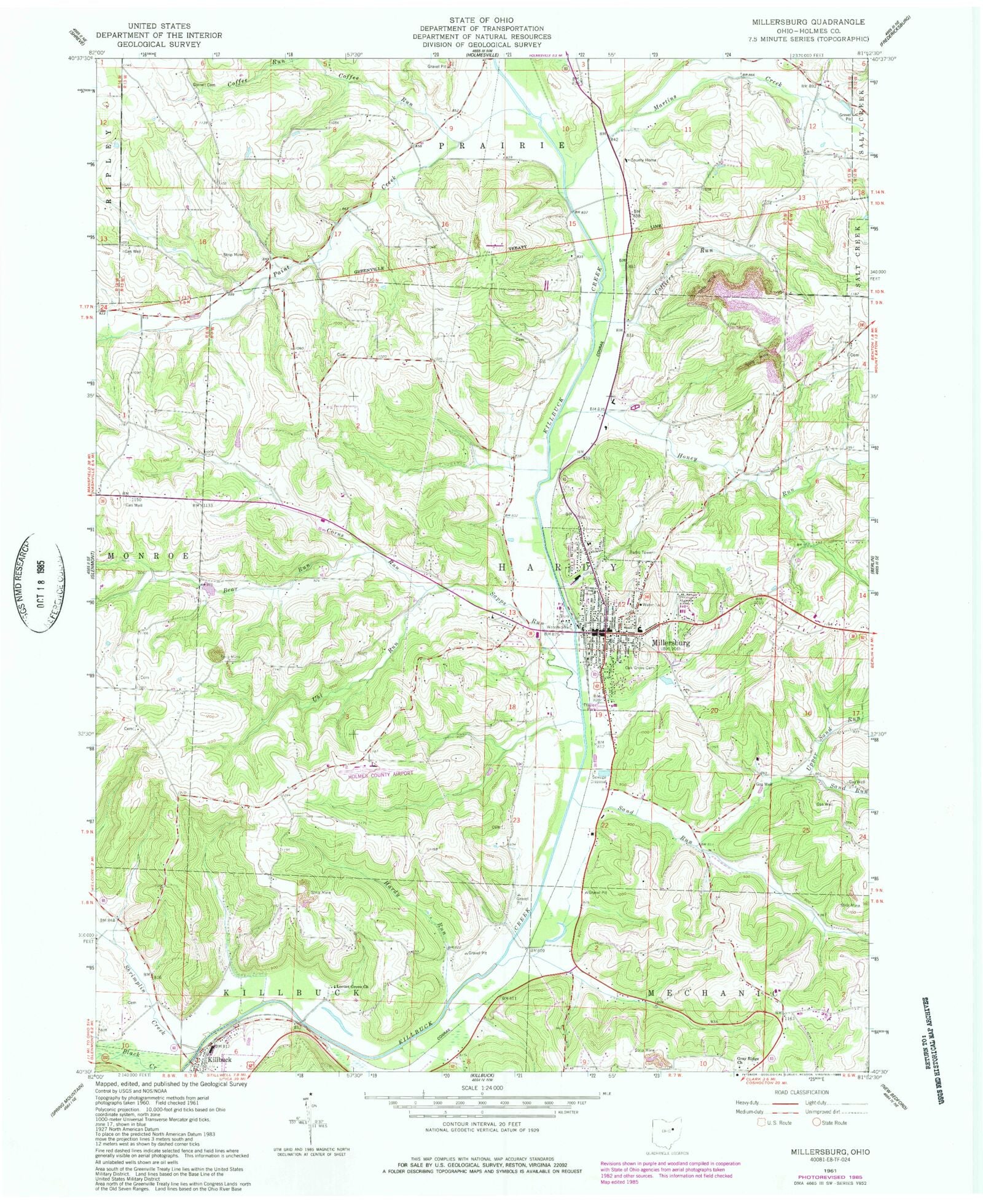 Classic USGS Millersburg Ohio 7.5'x7.5' Topo Map – MyTopo Map Store
