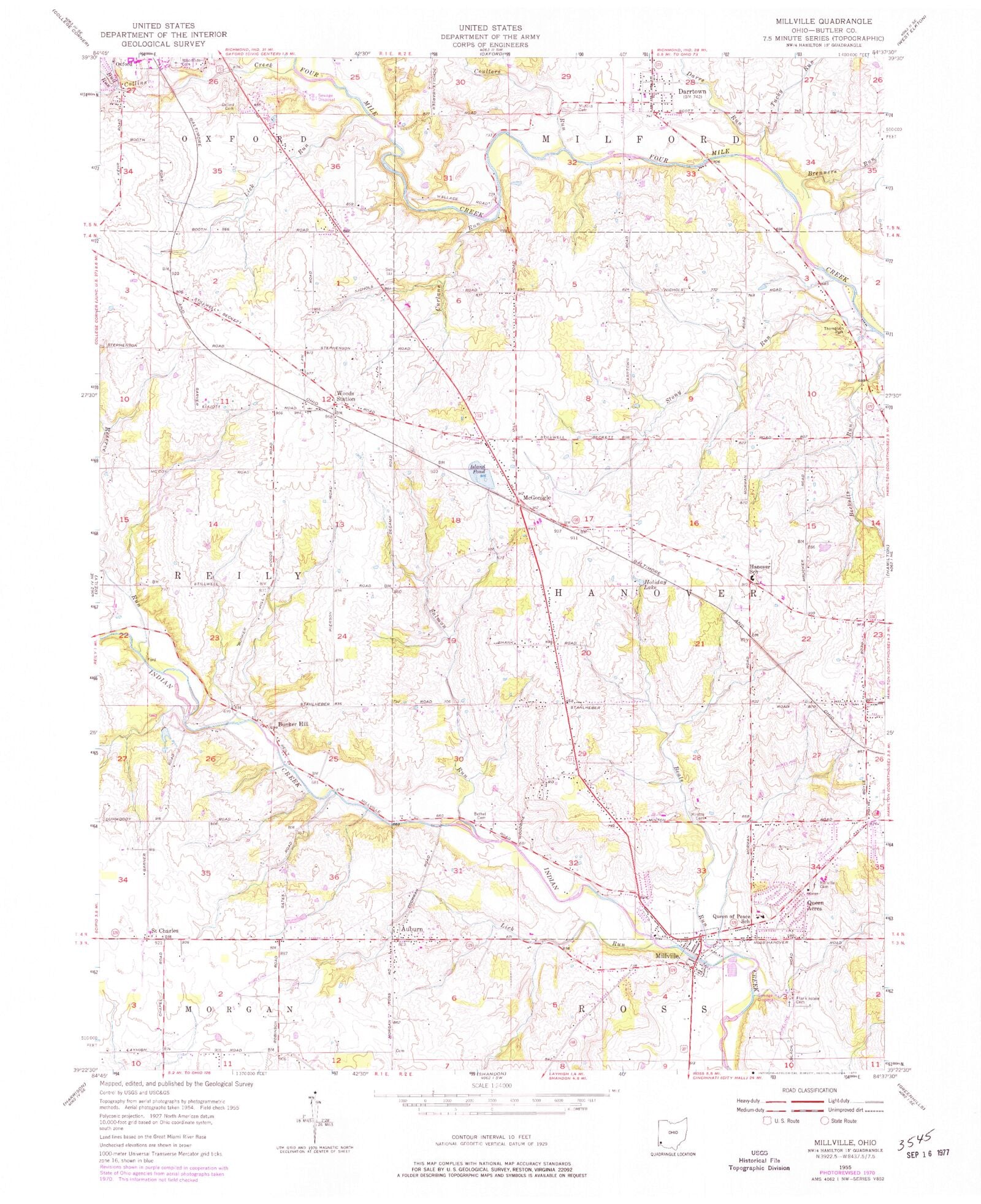 Classic USGS Millville Ohio 7.5'x7.5' Topo Map – MyTopo Map Store