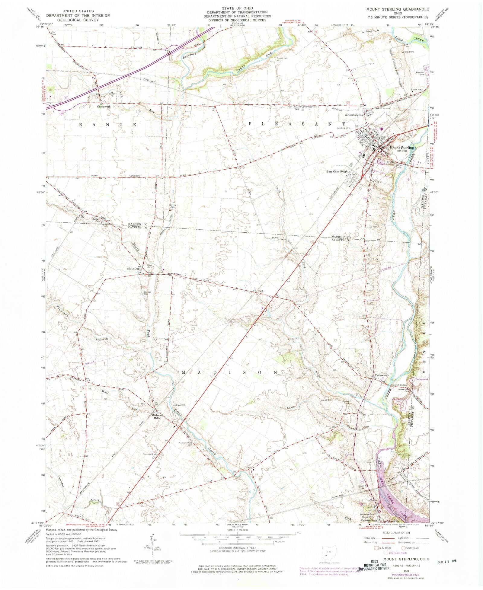 Classic USGS Mount Sterling Ohio 7.5'x7.5' Topo Map – MyTopo Map Store