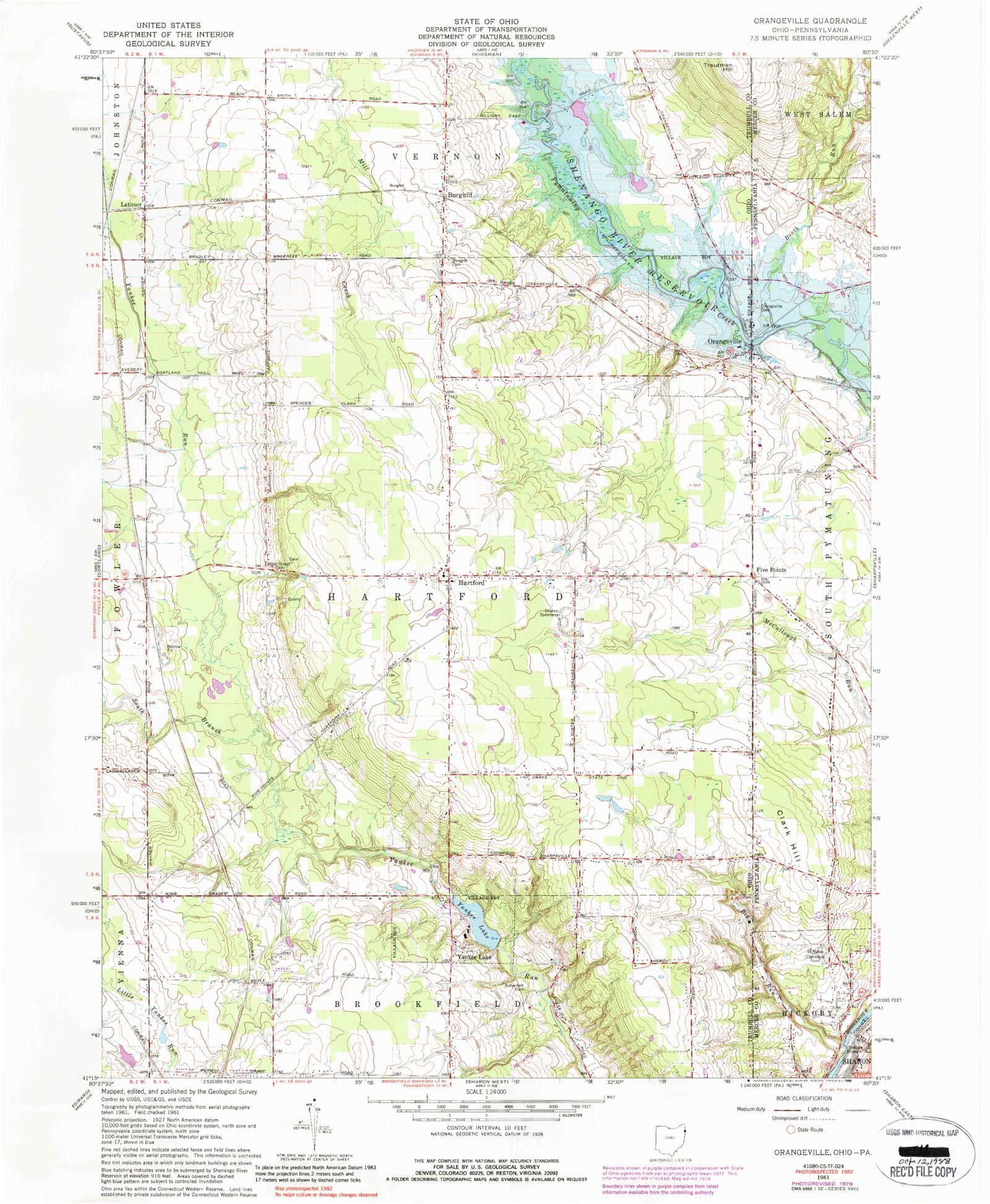Classic USGS Orangeville Ohio 7.5'x7.5' Topo Map – MyTopo Map Store
