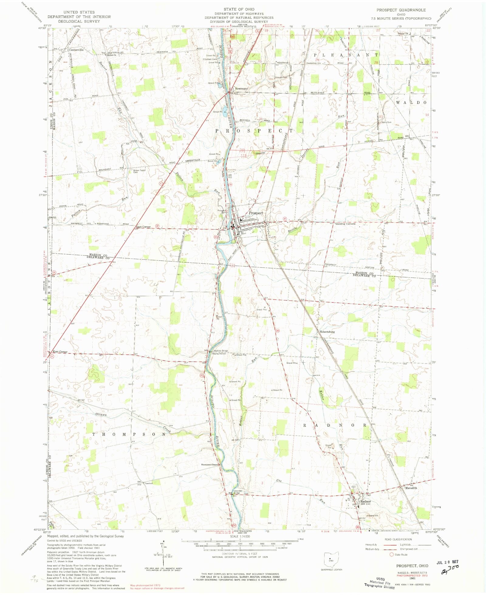 Classic USGS Prospect Ohio 7.5'x7.5' Topo Map – MyTopo Map Store