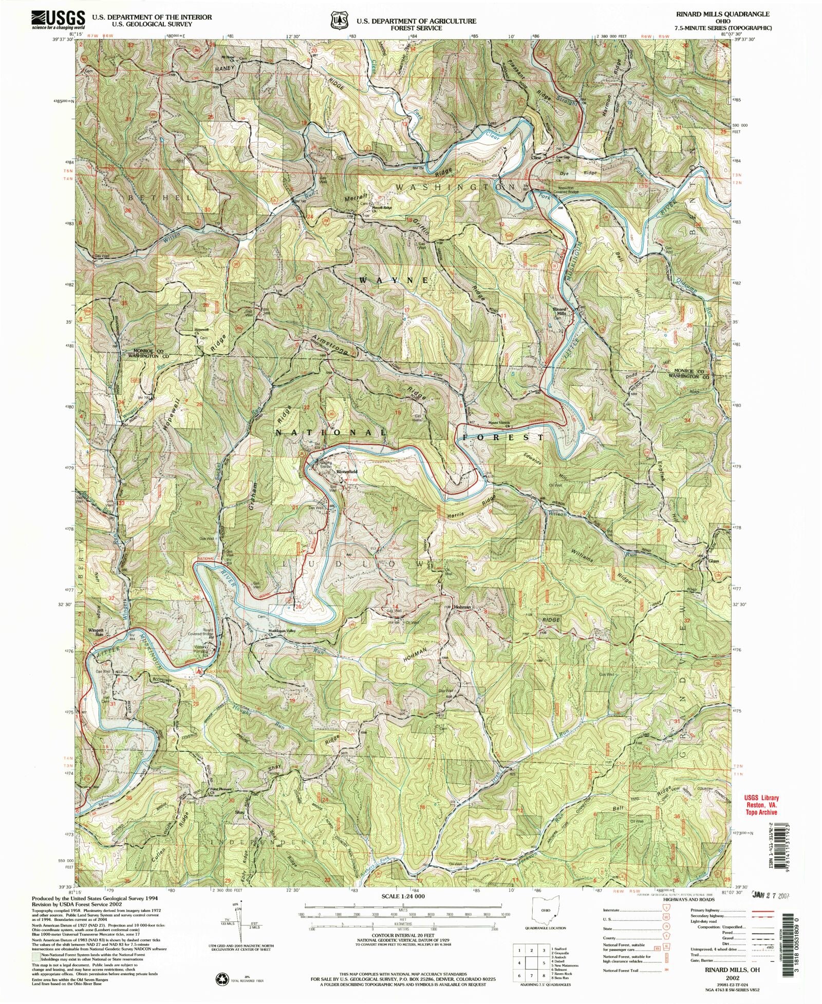 Classic USGS Rinard Mills Ohio 7.5'x7.5' Topo Map – MyTopo Map Store