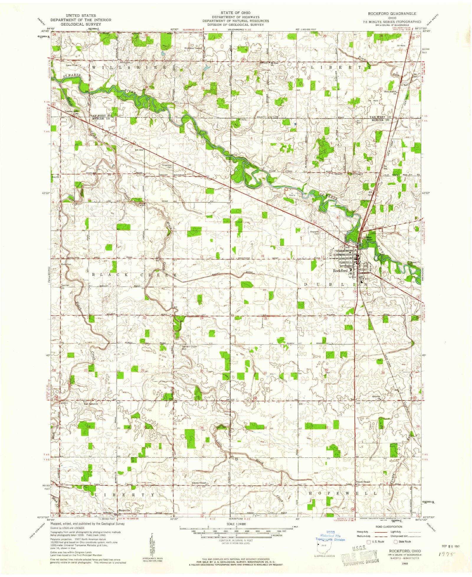 Classic USGS Rockford Ohio 7.5'x7.5' Topo Map – MyTopo Map Store