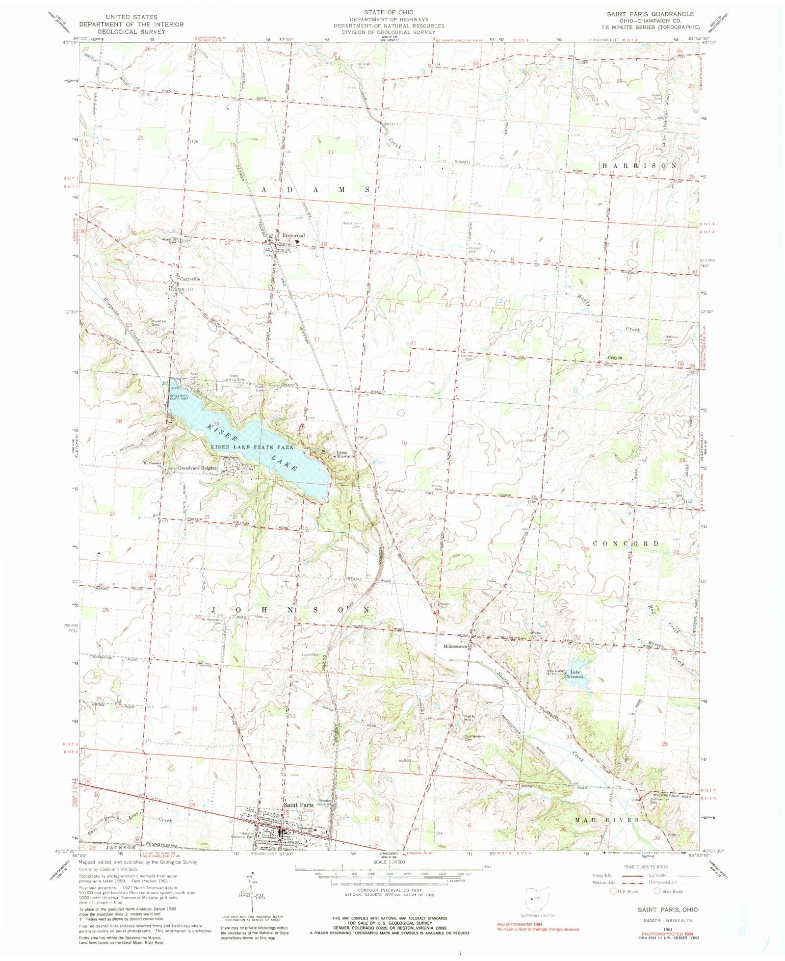 Classic USGS Saint Paris Ohio 7.5'x7.5' Topo Map – MyTopo Map Store