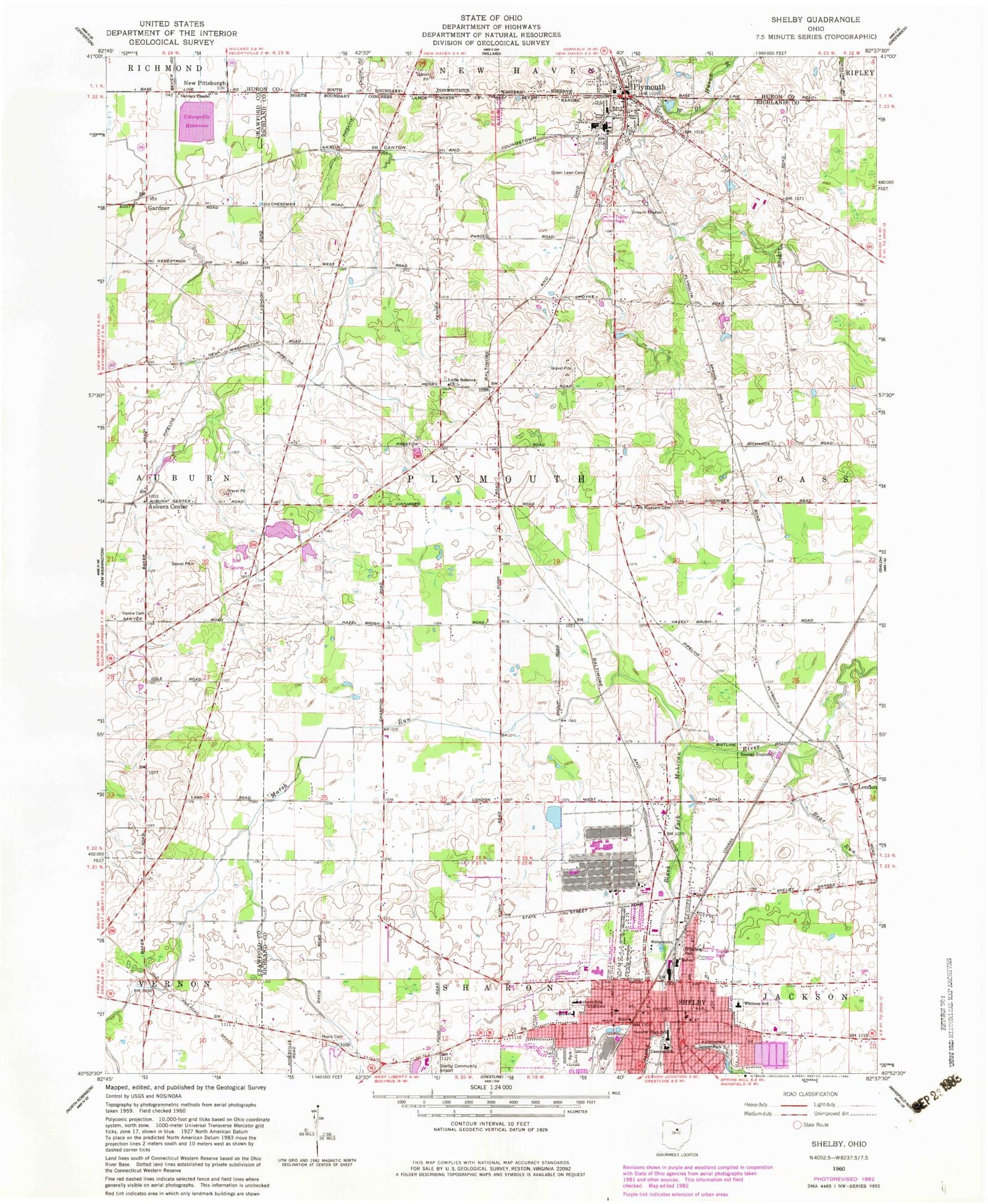 Classic USGS Shelby Ohio 7.5'x7.5' Topo Map – MyTopo Map Store
