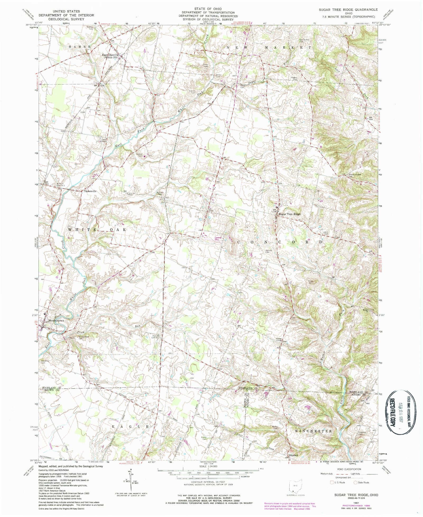 Classic USGS Sugar Tree Ridge Ohio 7.5'x7.5' Topo Map – MyTopo Map Store