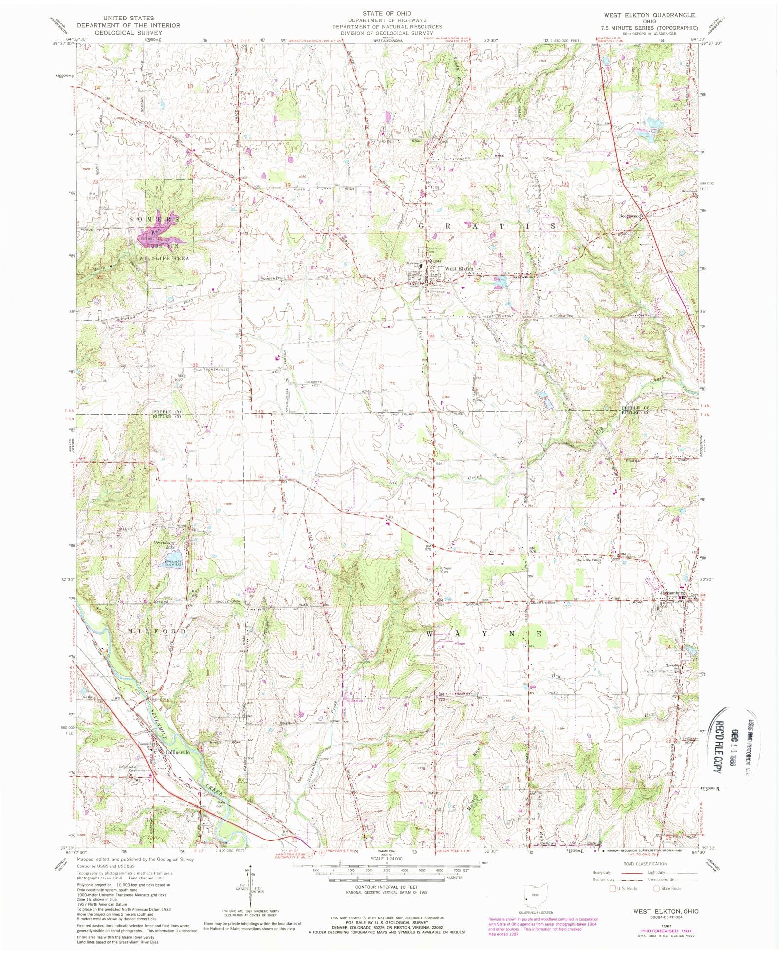 Classic USGS West Elkton Ohio 7.5'x7.5' Topo Map – MyTopo Map Store