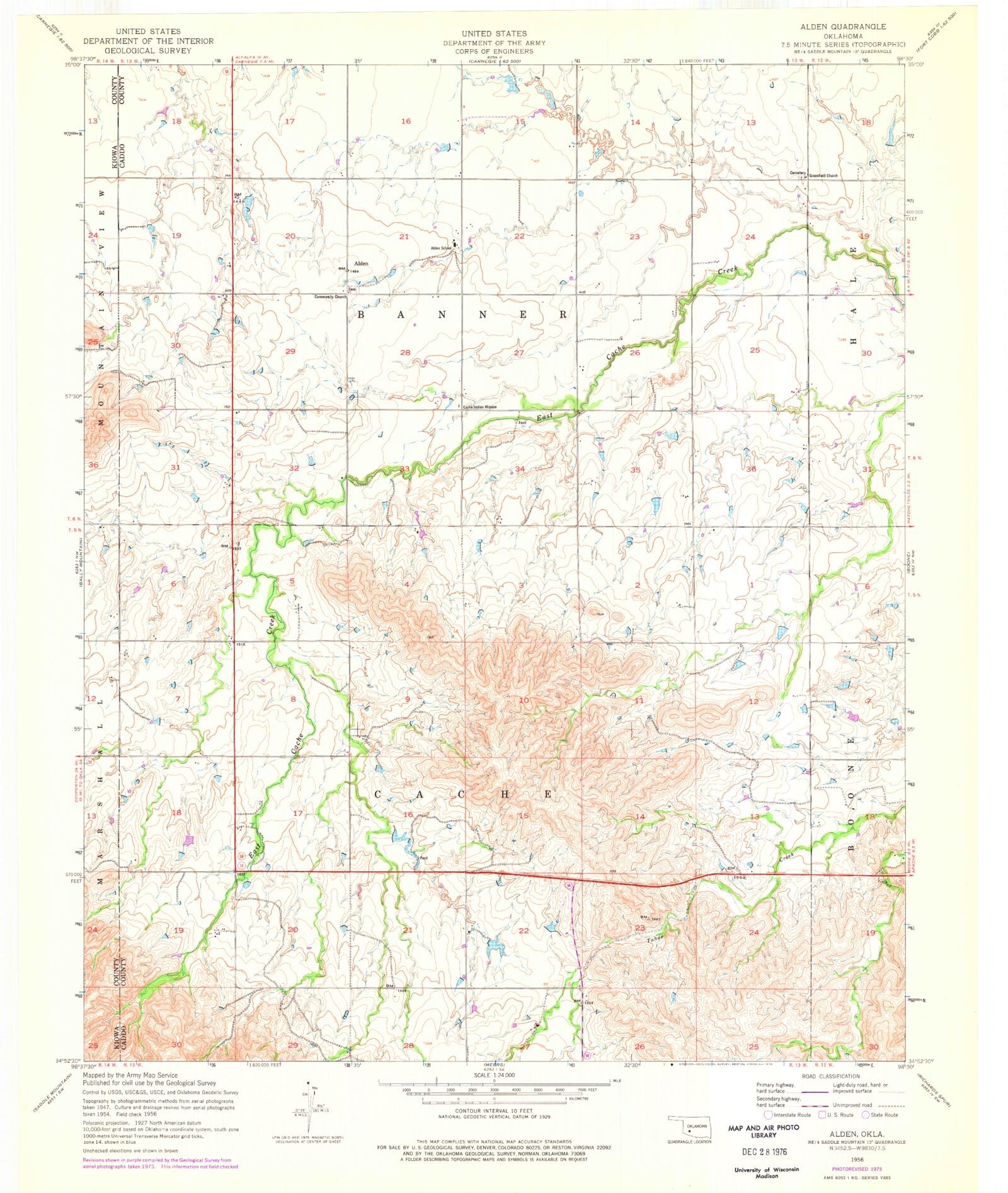 Classic USGS Alden Oklahoma 7.5'x7.5' Topo Map – MyTopo Map Store