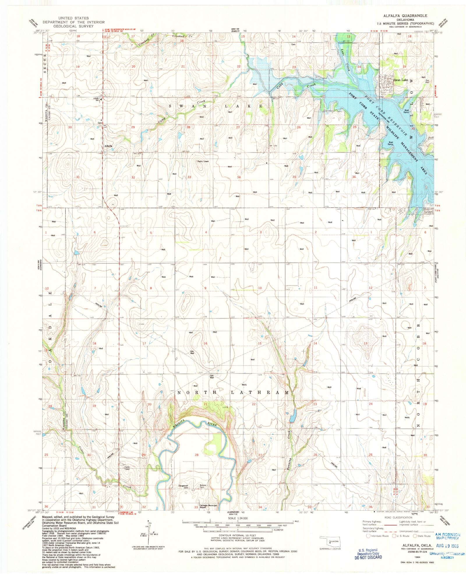 Classic USGS Alfalfa Oklahoma 7.5'x7.5' Topo Map – MyTopo Map Store