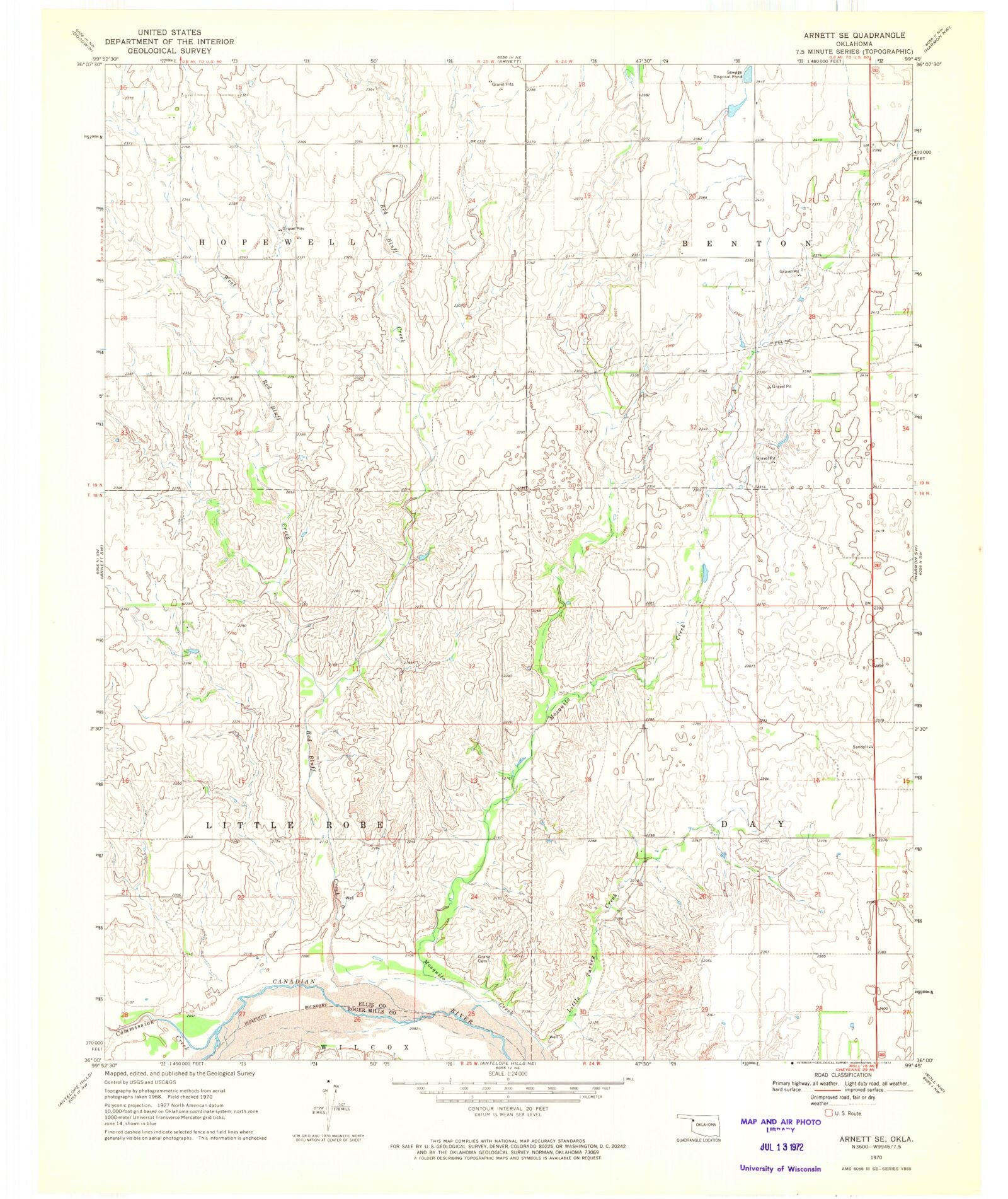Classic USGS Arnett SE Oklahoma 7.5'x7.5' Topo Map – MyTopo Map Store