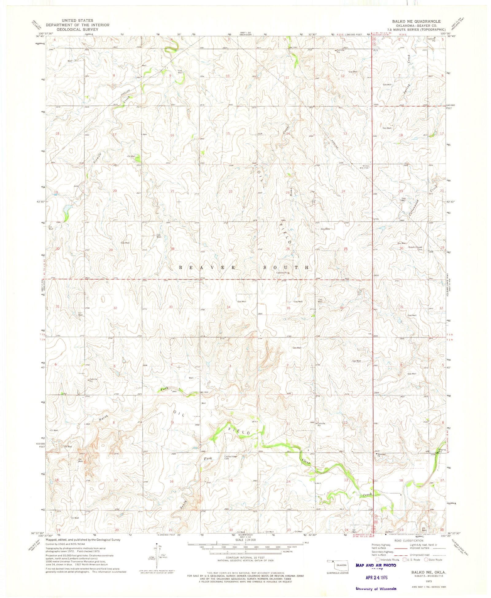 Classic USGS Balko NE Oklahoma 7.5'x7.5' Topo Map – MyTopo Map Store