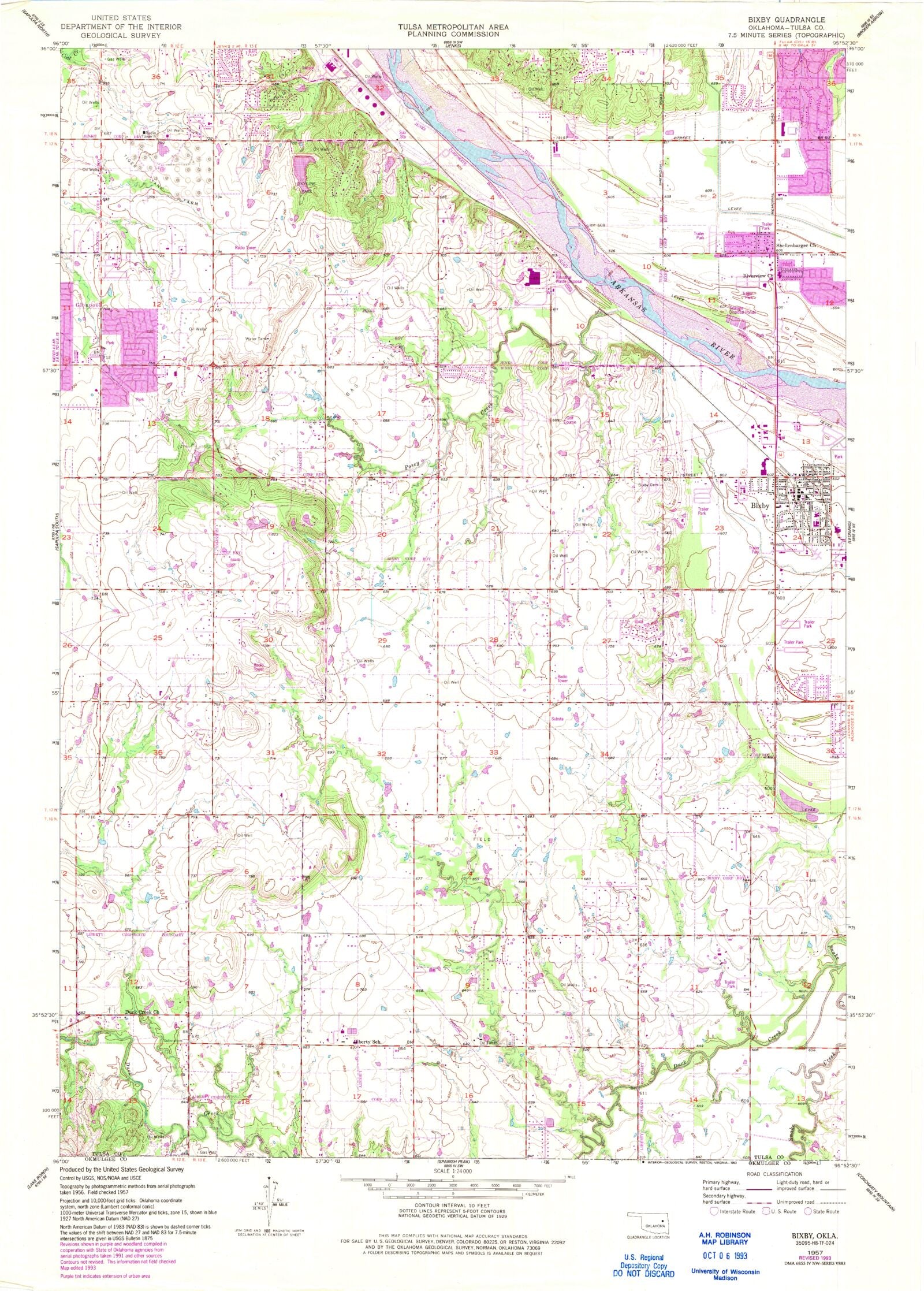 Classic USGS Bixby Oklahoma 7.5'x7.5' Topo Map – MyTopo Map Store